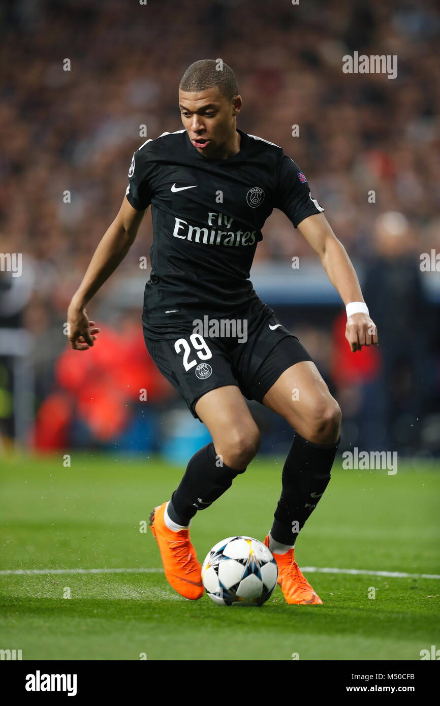 Madrid, Spain. 14th Feb, 2018. Kylian Mbappe (PSG) Football/Soccer ...