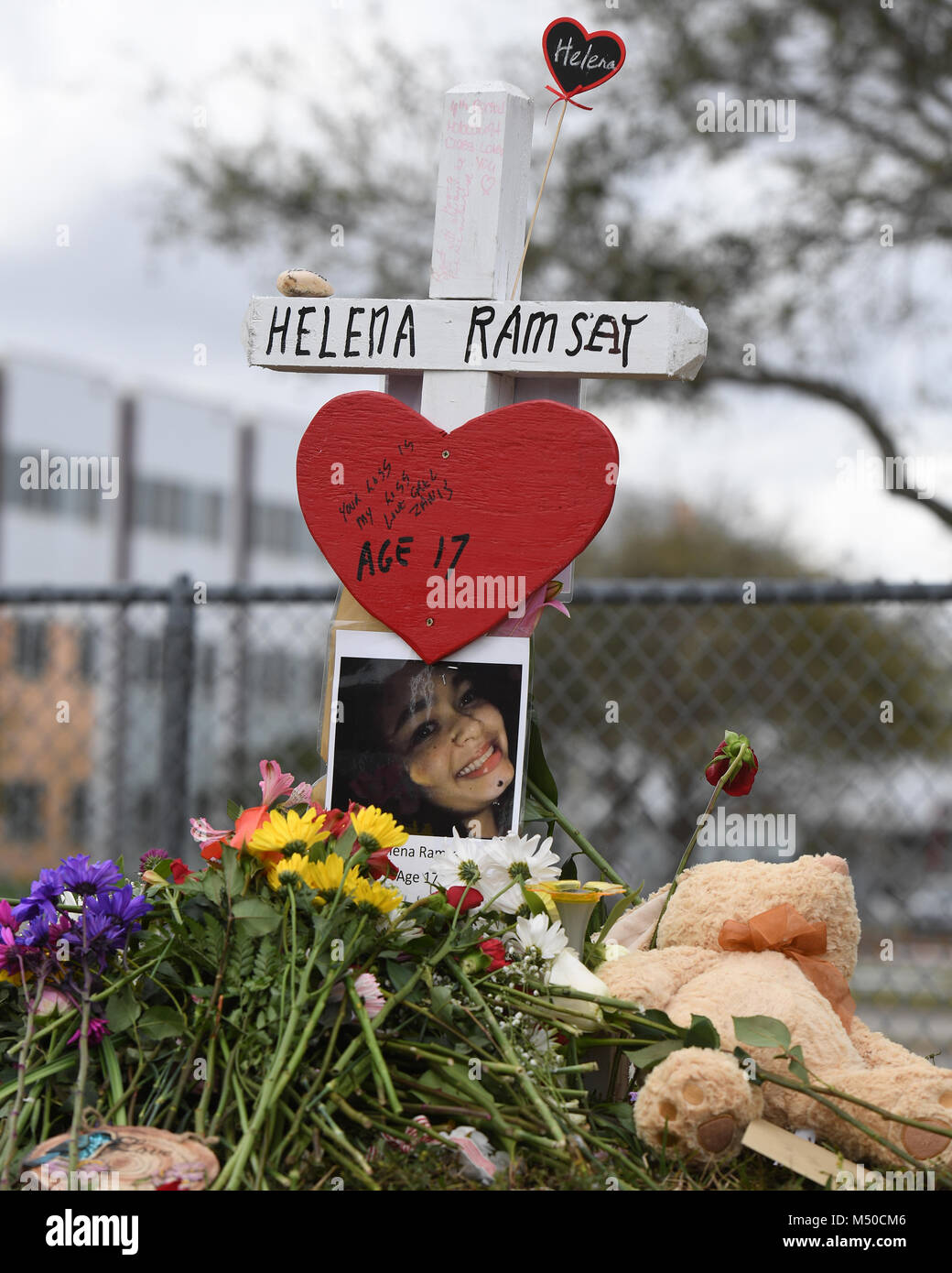 Parkland FL, USA. 19th Feb, 2018. A memorial pictured days after the ...
