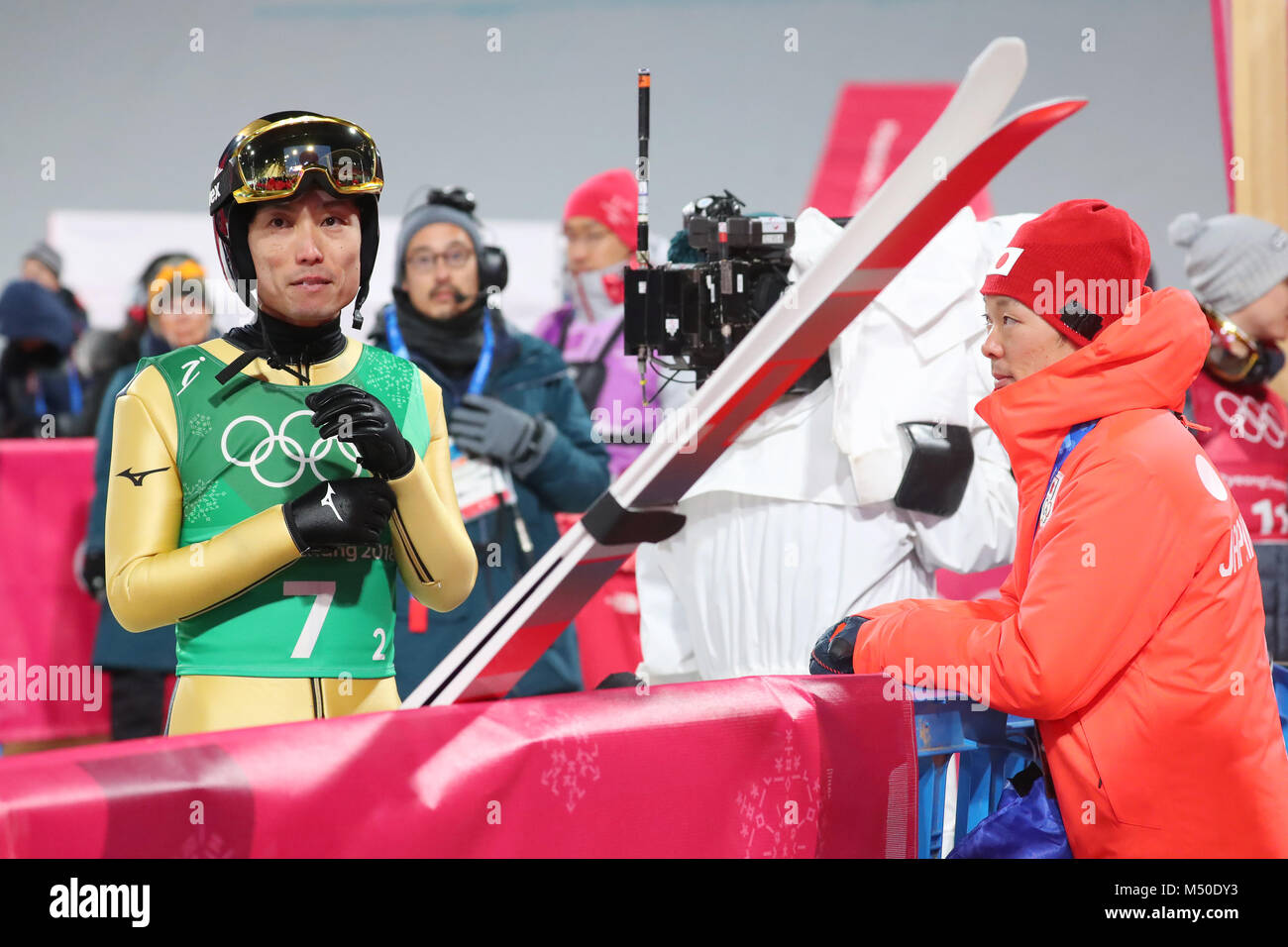 Pyeongchang, South Korea. 19th Feb, 2018. (L to R) Daiki Ito, Junshiro Kobayashi (JPN) Ski ...