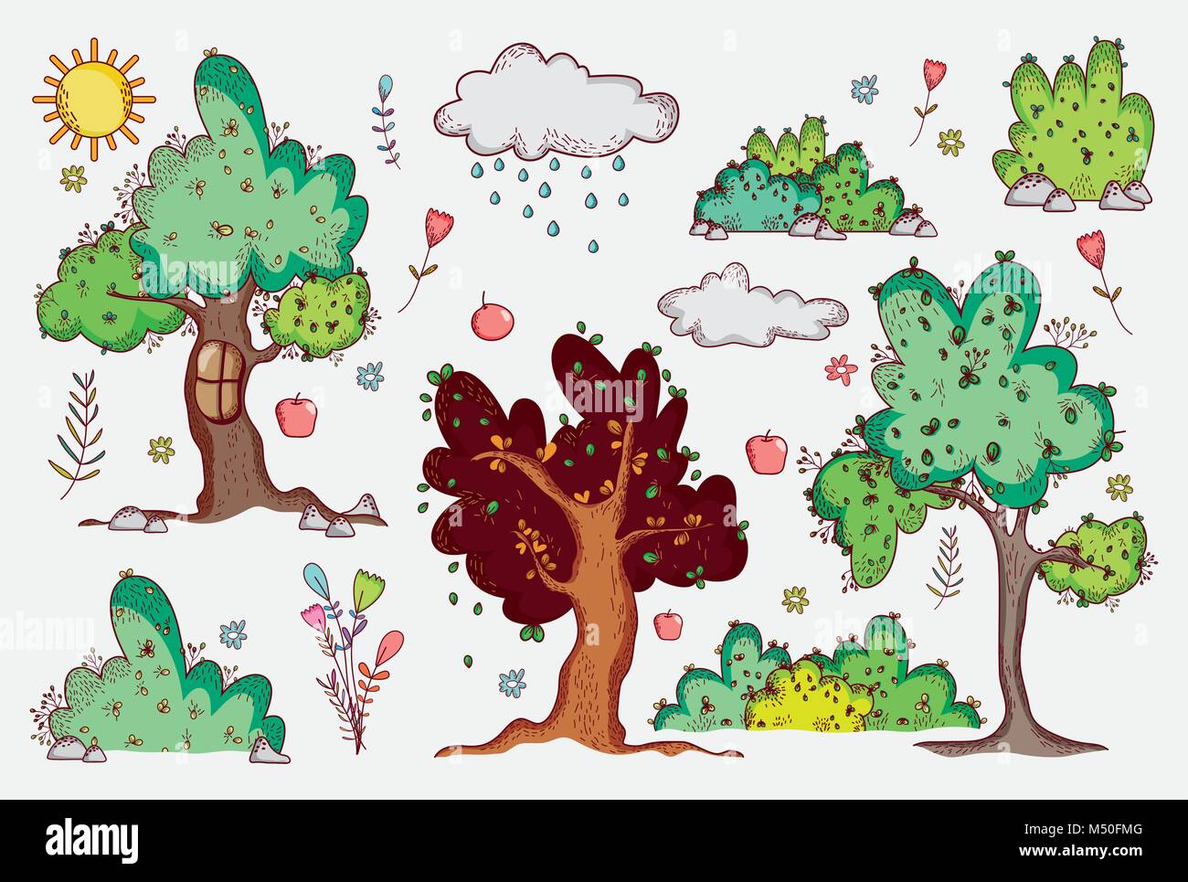 Nature doodle cartoons Stock Vector Image & Art - Alamy
