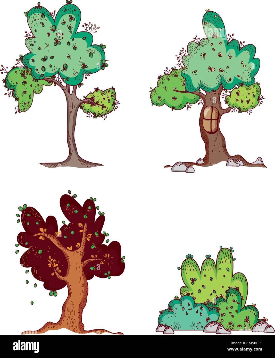 Set of trees doodles cartoons Stock Vector Image & Art - Alamy