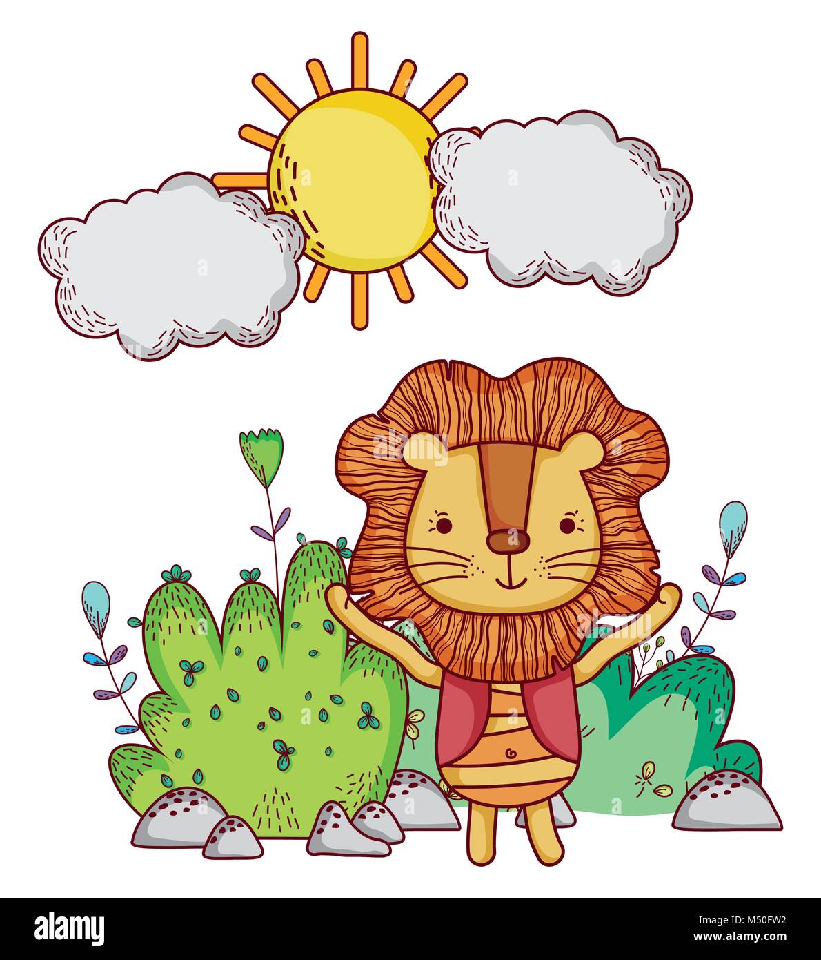 Lion in the forest doodle cartoons Stock Vector Image & Art - Alamy