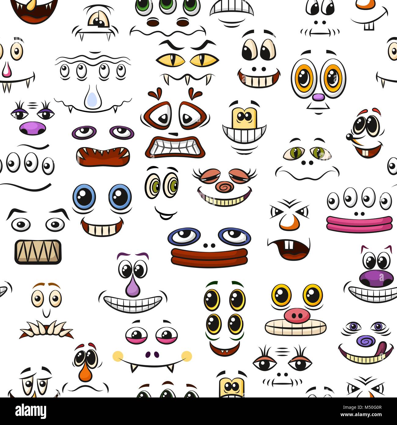 Monster Faces, Seamless Stock Vector Image & Art - Alamy