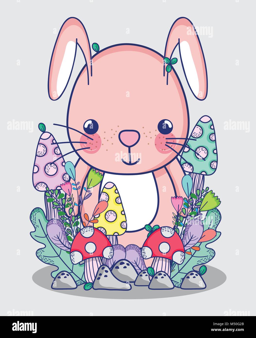 Cute bunny doodle cartoon Stock Vector Image & Art - Alamy