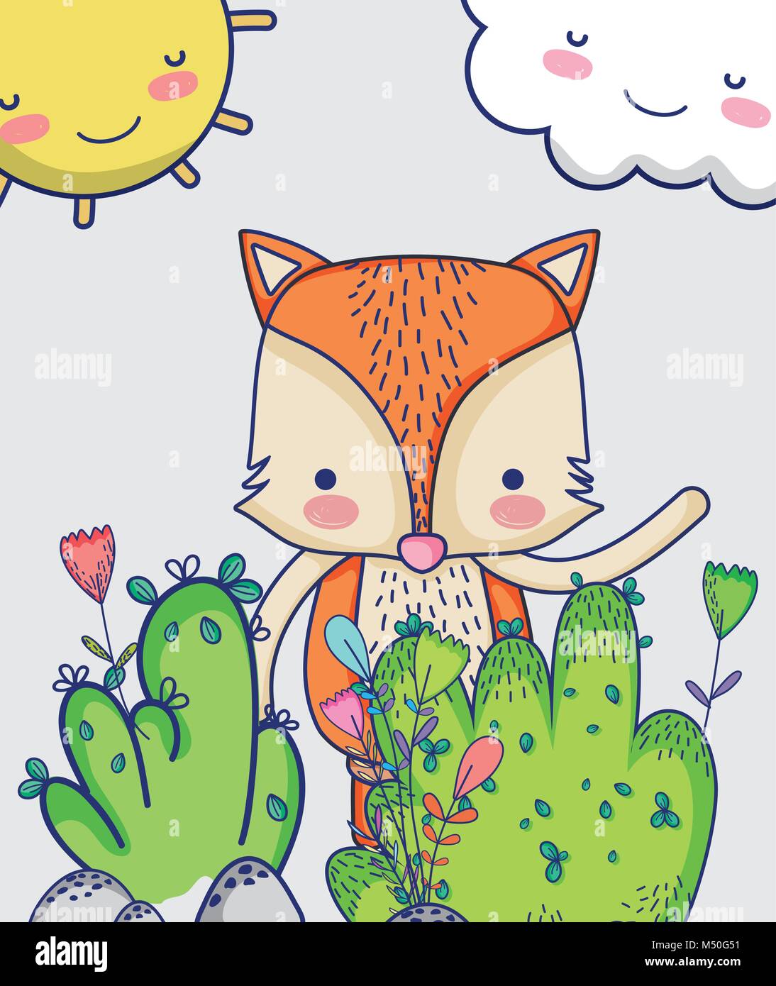 Fox in the forest doodle cartoons Stock Vector Image & Art - Alamy