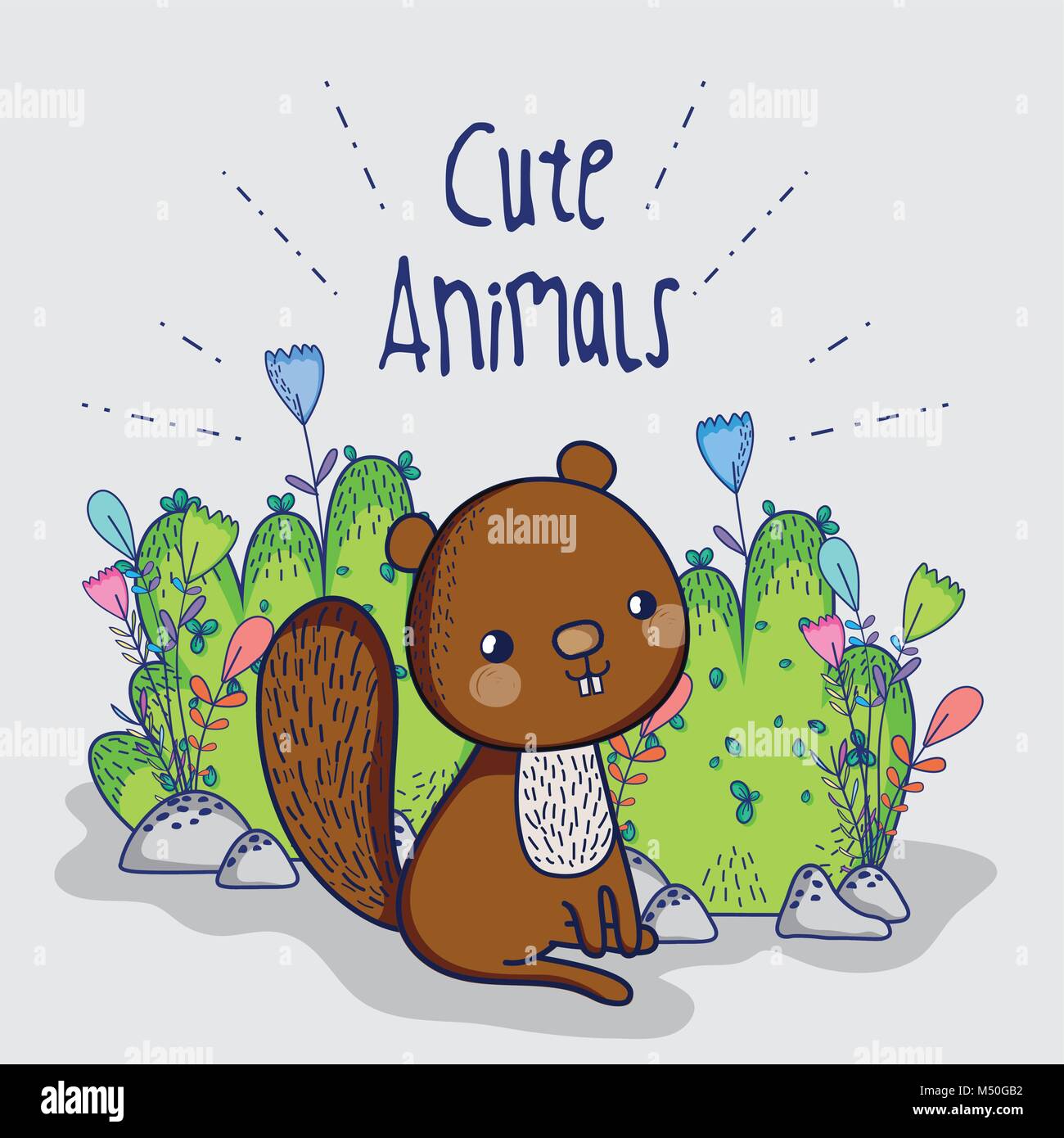 Cute squirrel doodle cartoon Stock Vector Image & Art - Alamy