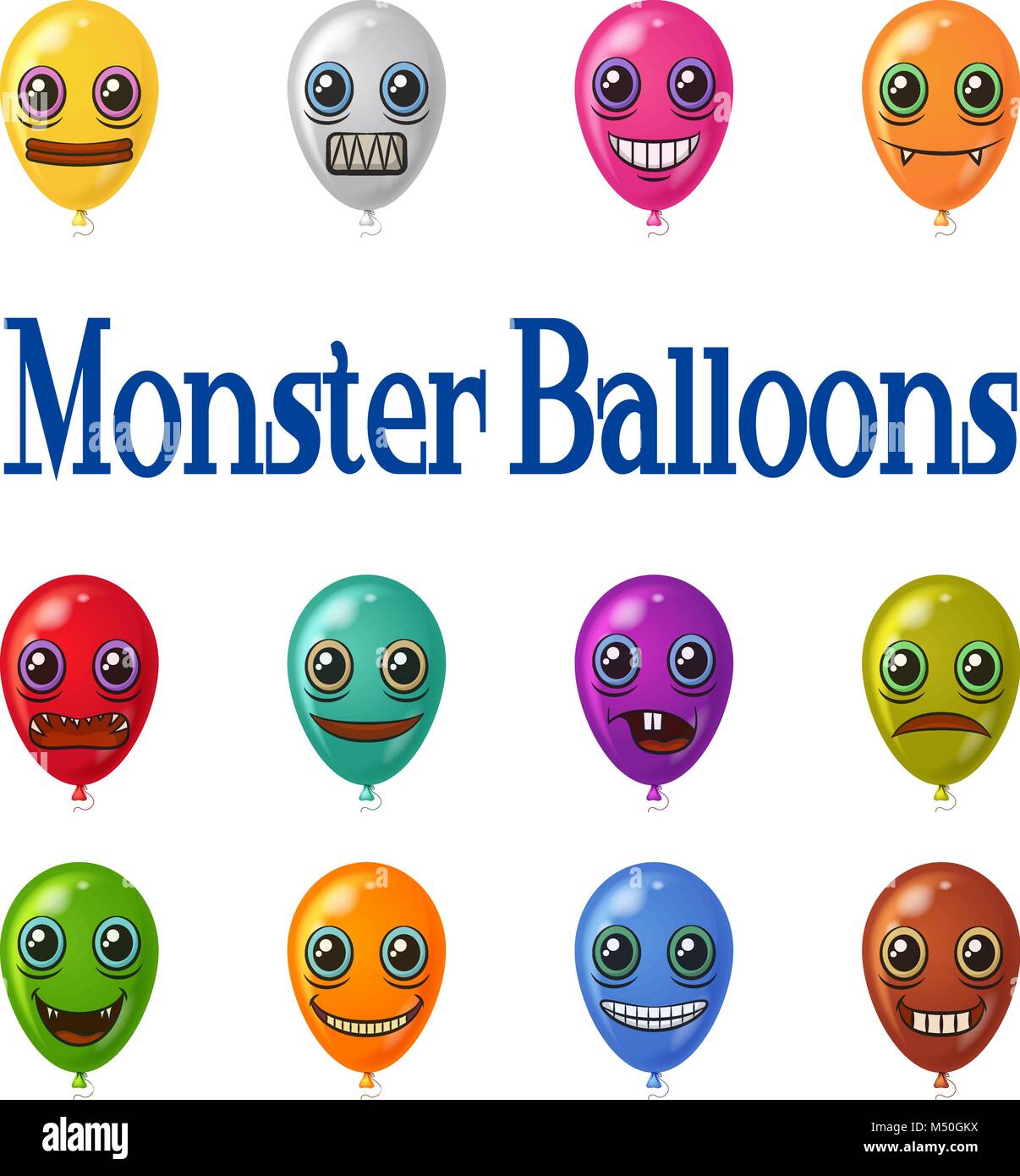 Monster Balloons, Set Stock Vector Image & Art - Alamy