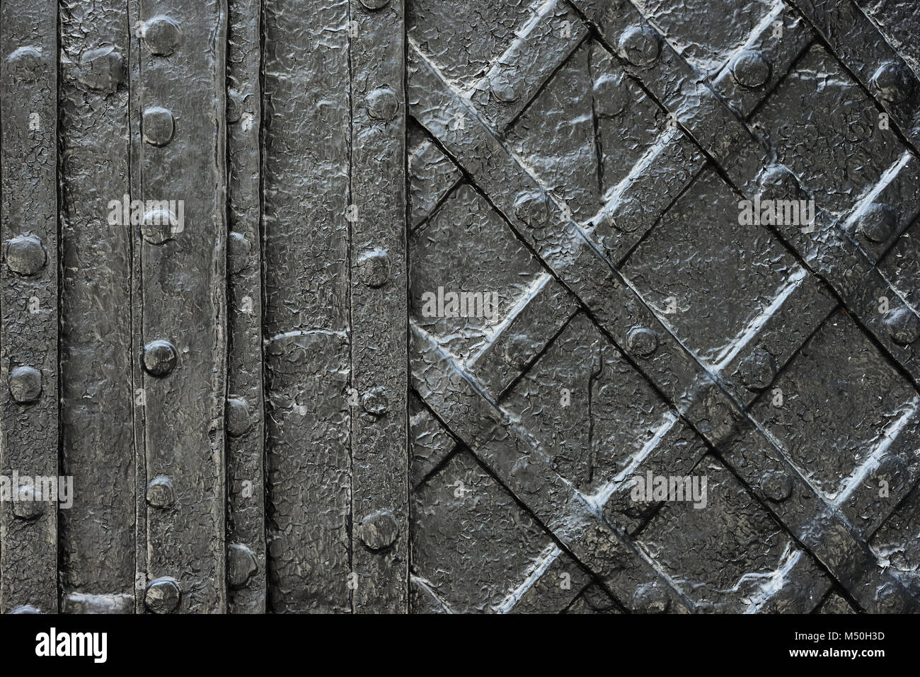 black forged iron door for texture or background, ancient architecture ...