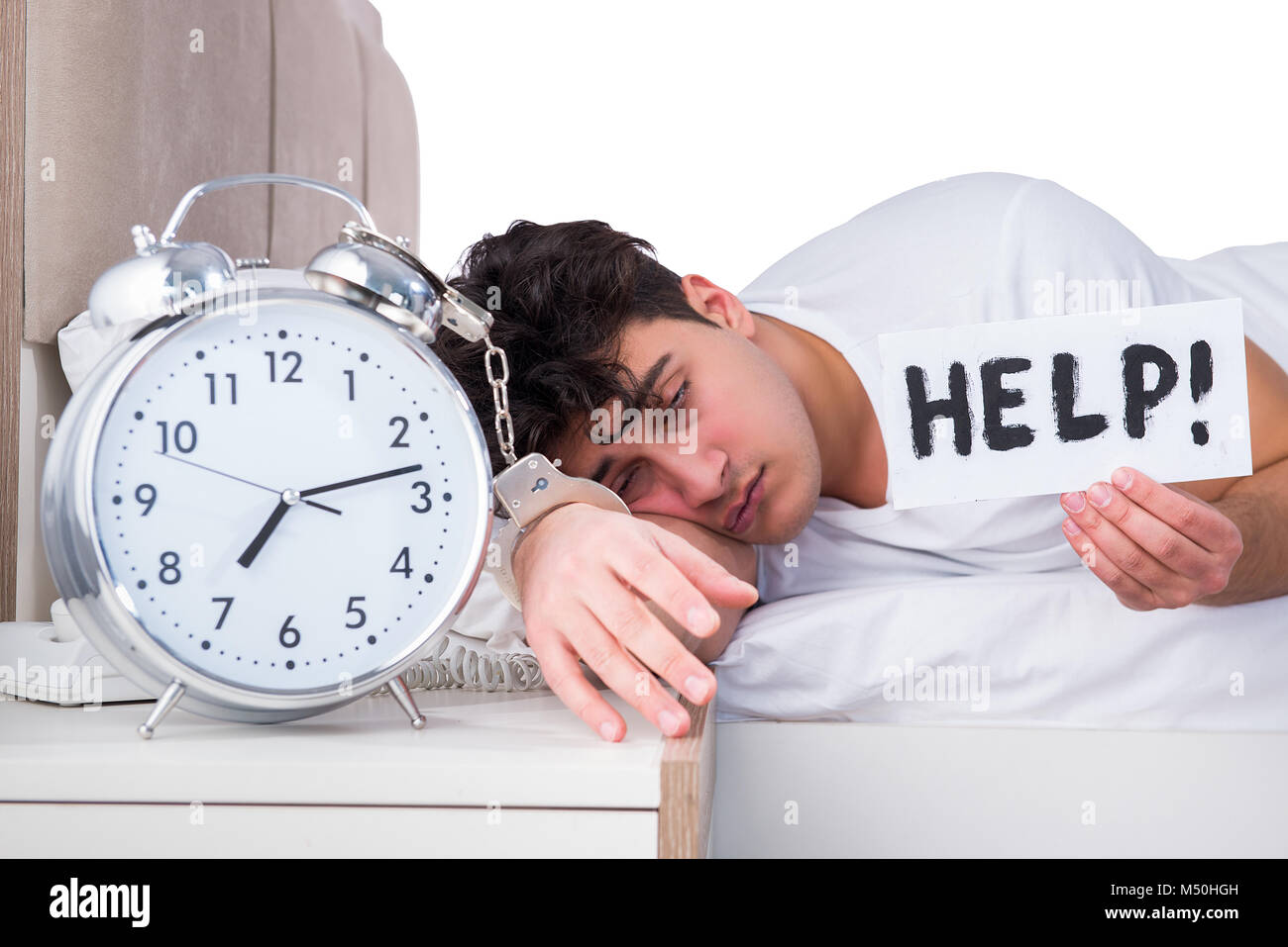 Man in bed suffering from insomnia Stock Photo - Alamy