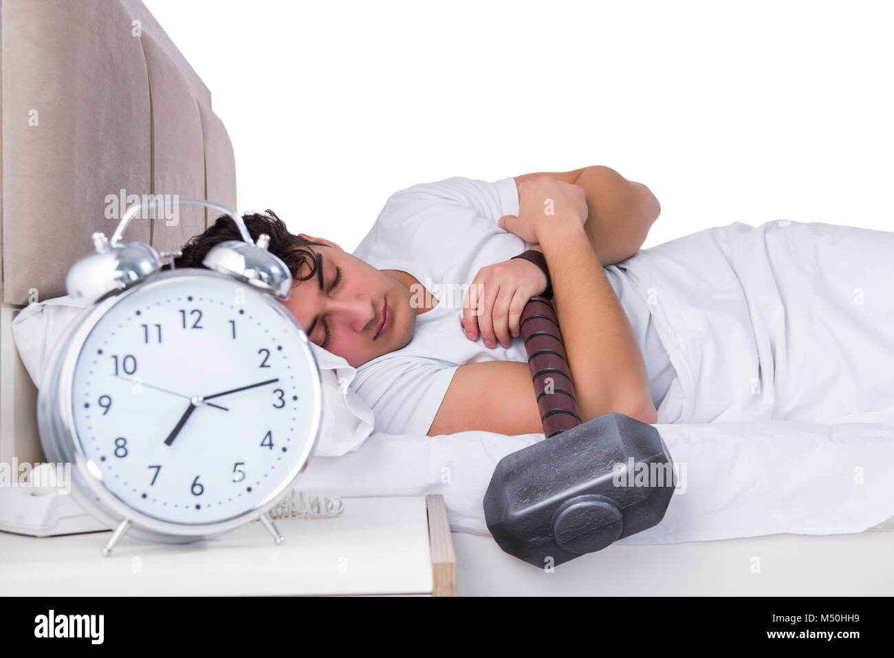 Man in bed suffering from insomnia Stock Photo - Alamy