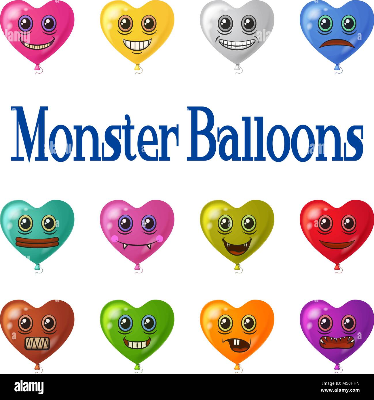 Monster Heart Balloons, Set Stock Vector Image & Art - Alamy