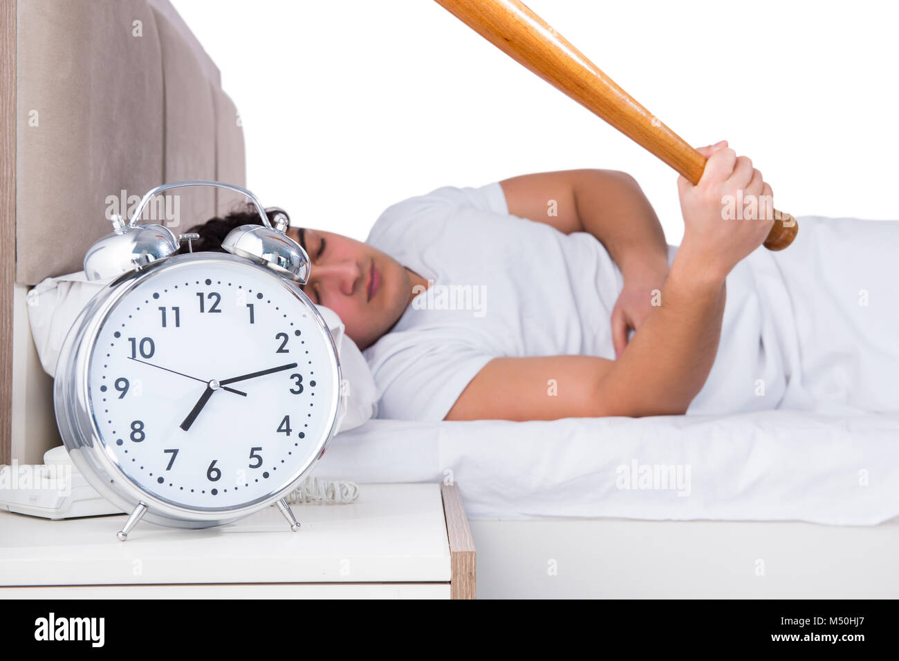 Man in bed suffering from insomnia Stock Photo - Alamy