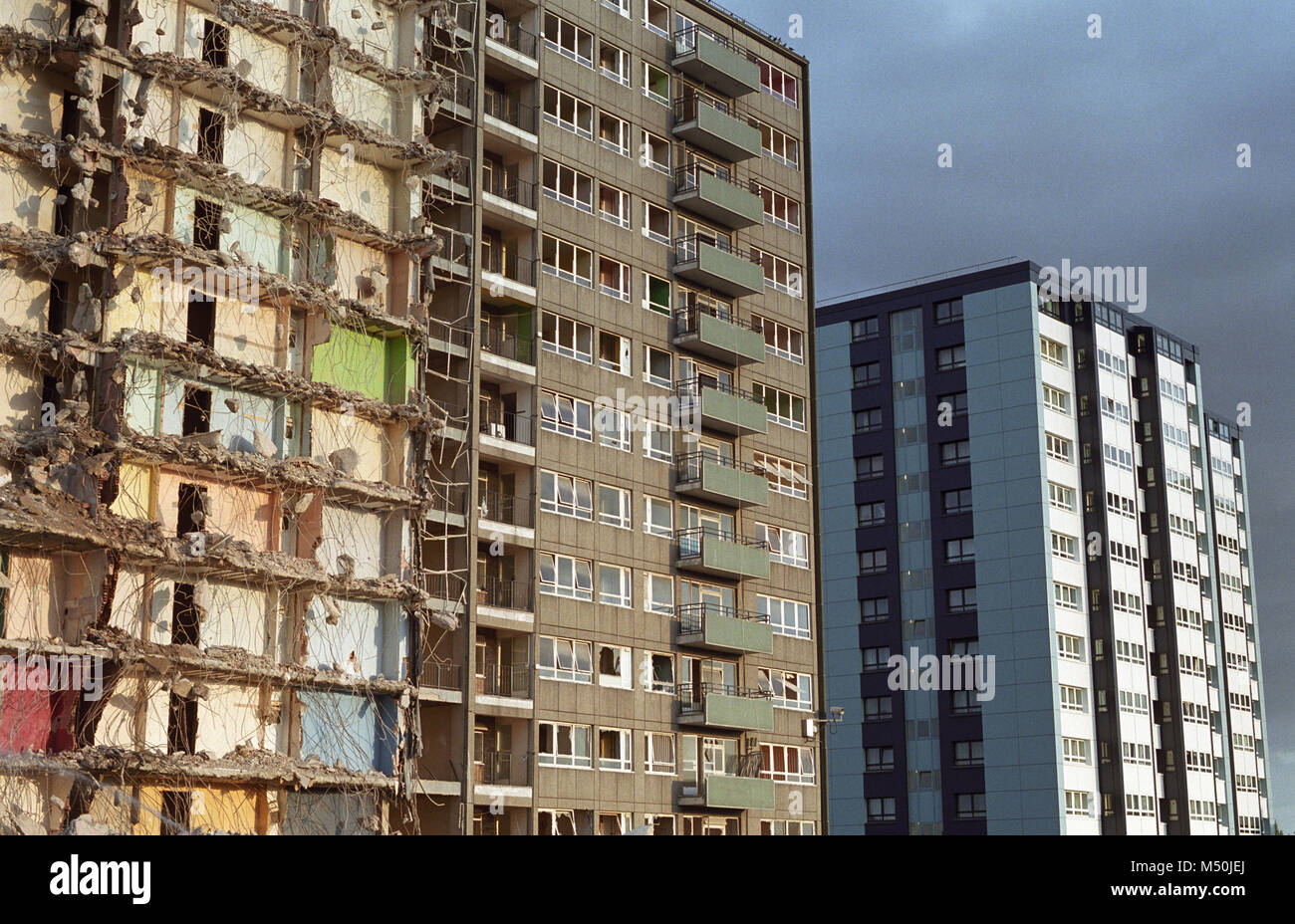 Demolition of flats in Langley, next to other blocks spared. Slough ...