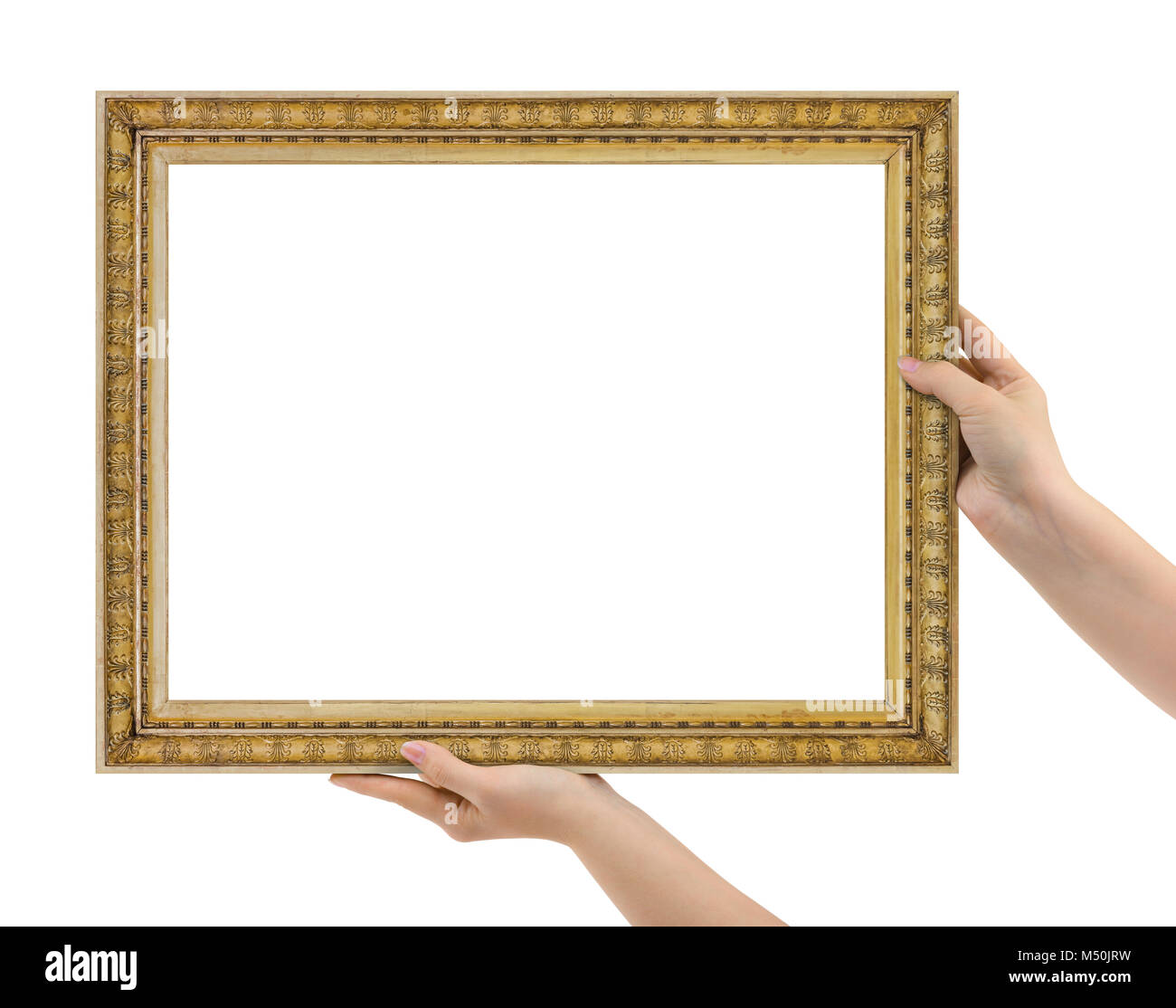 Wooden picture frame in hands Stock Photo - Alamy