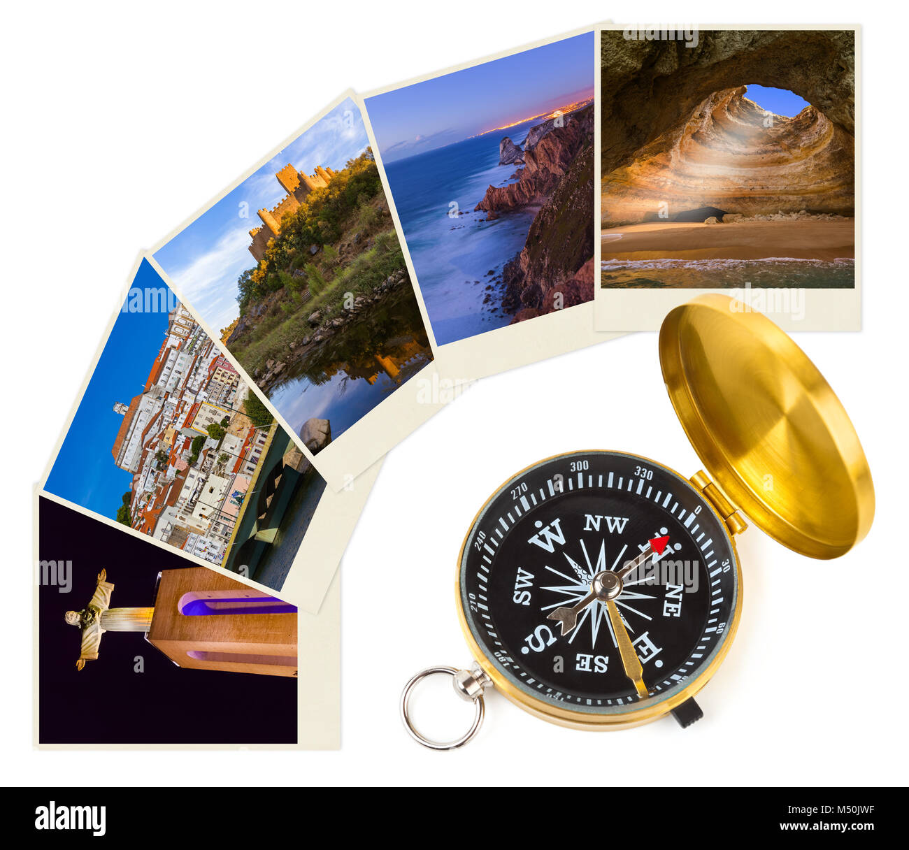Portugal travel images (my photos) and compass Stock Photo - Alamy