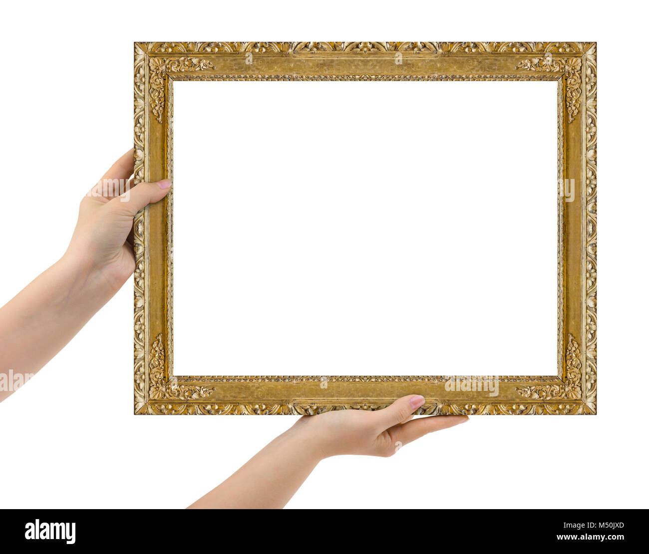Wooden picture frame in hands Stock Photo - Alamy