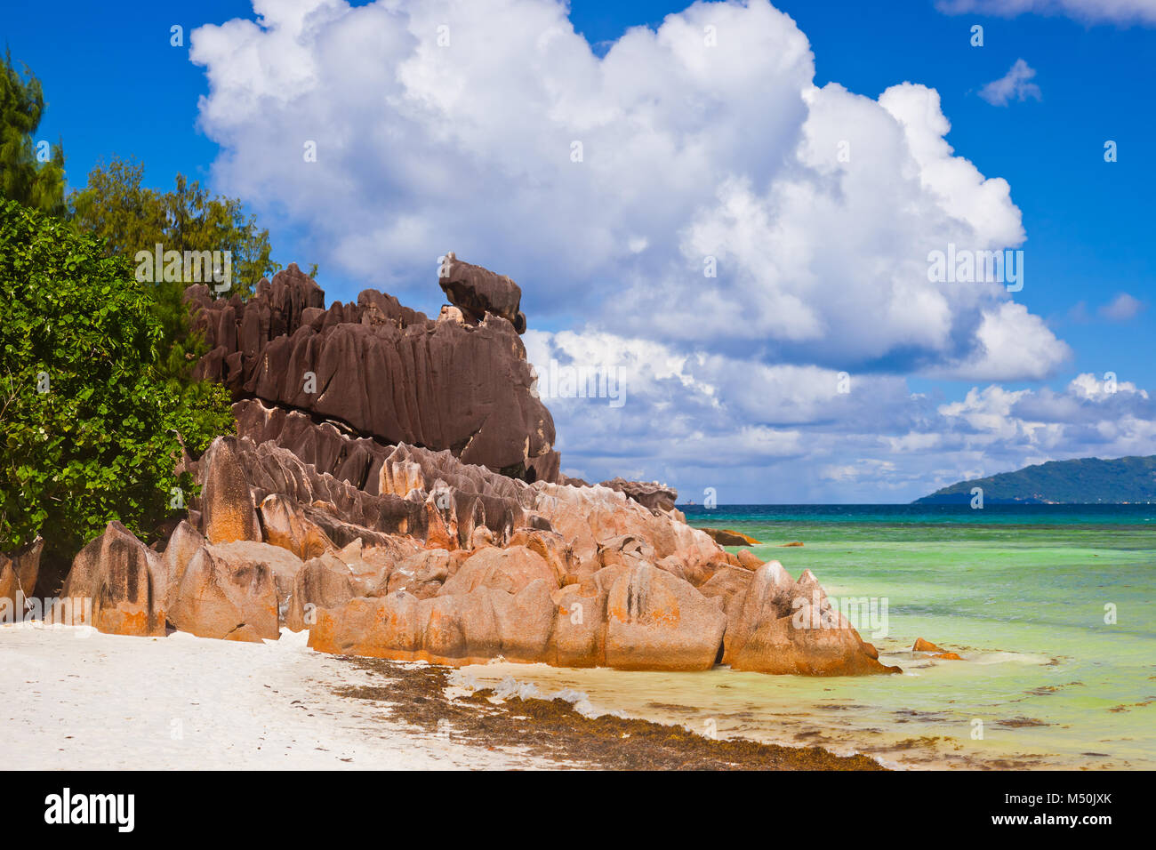 Tropical island Curieuse at Seychelles Stock Photo - Alamy