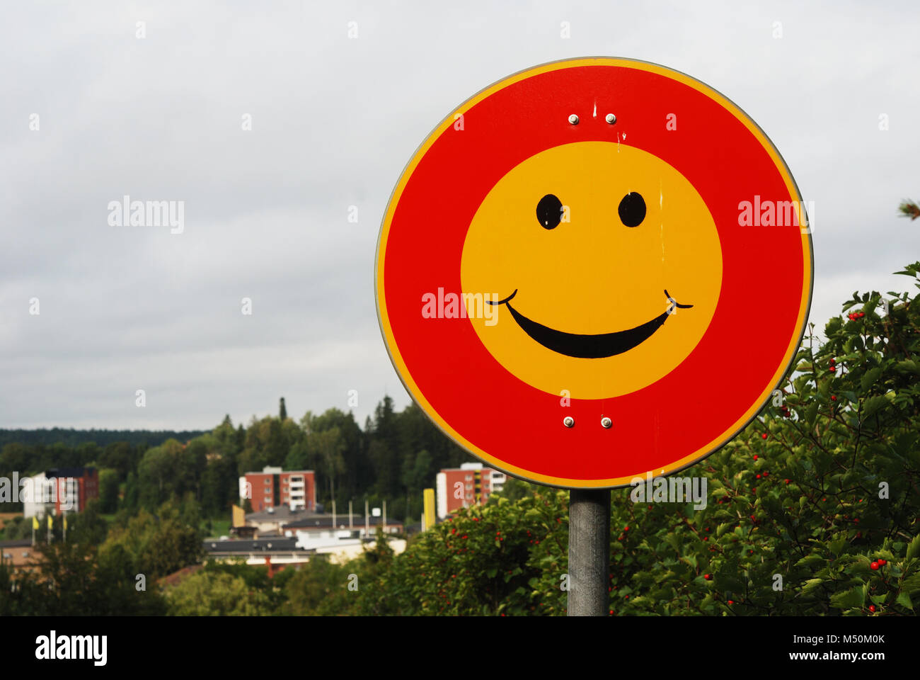 smiley traffic sign Stock Photo - Alamy