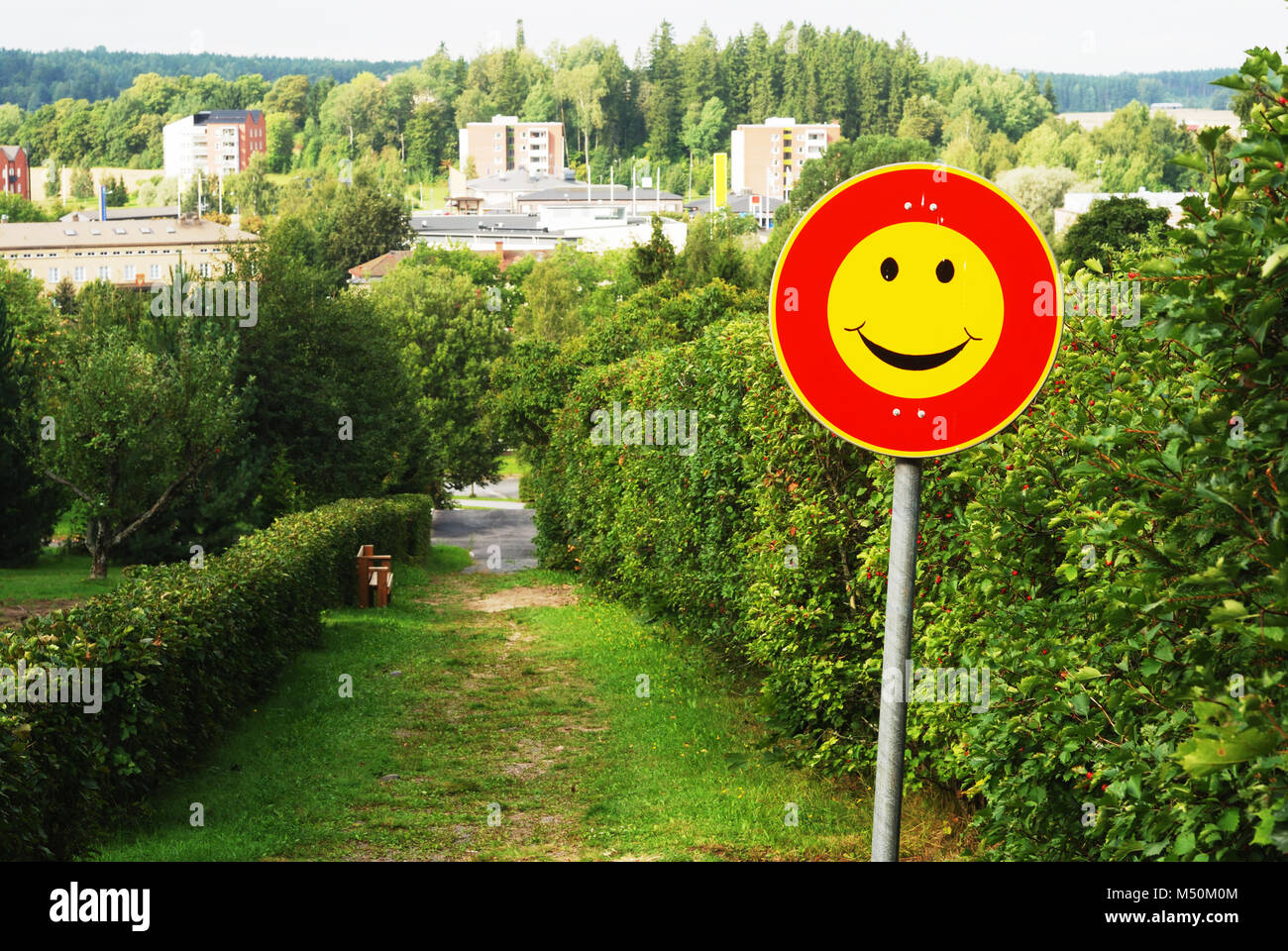smiley traffic sign Stock Photo - Alamy