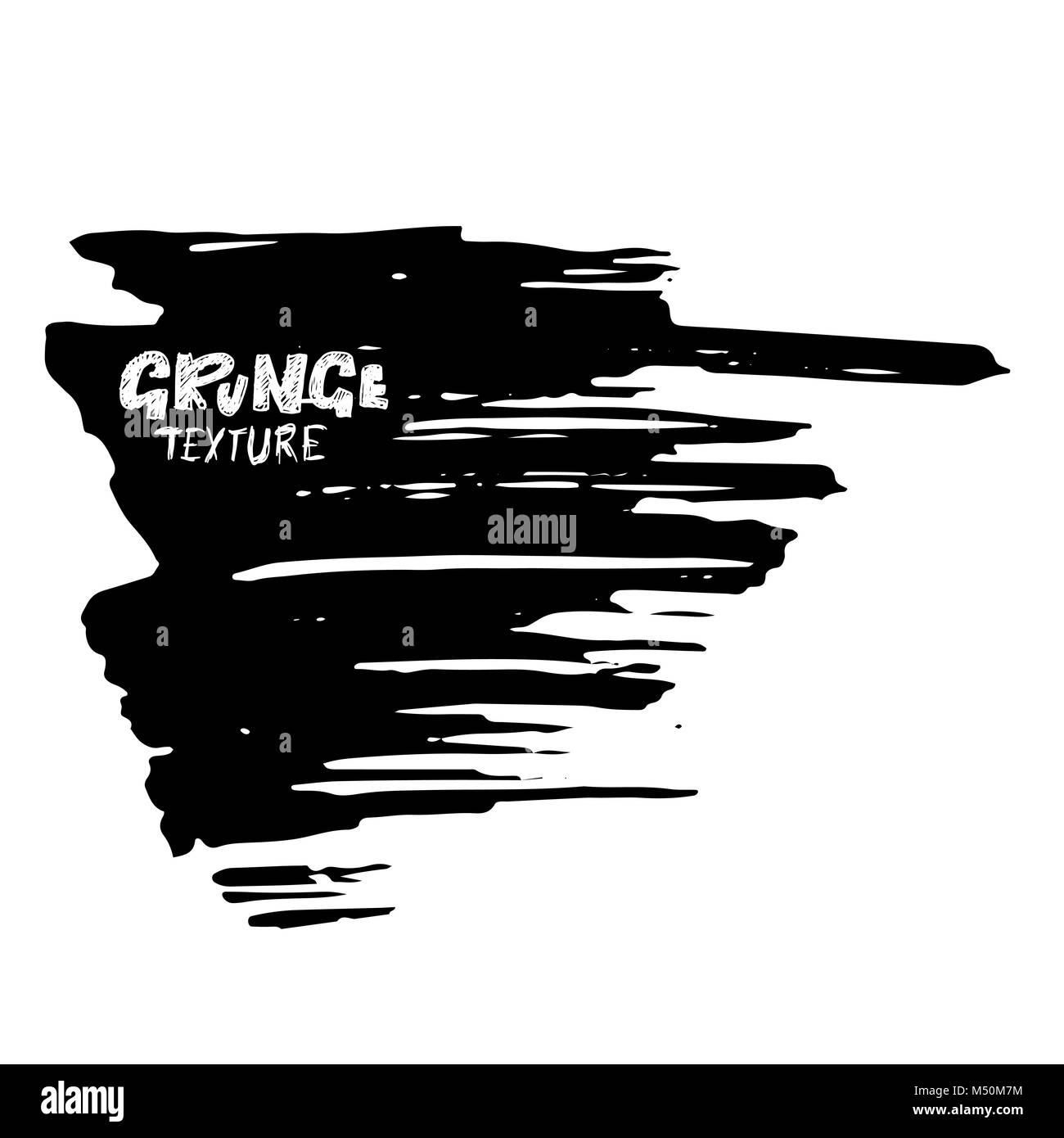 Ink vector dry brush stroke. Vector illustration. Grunge hand drawn ...