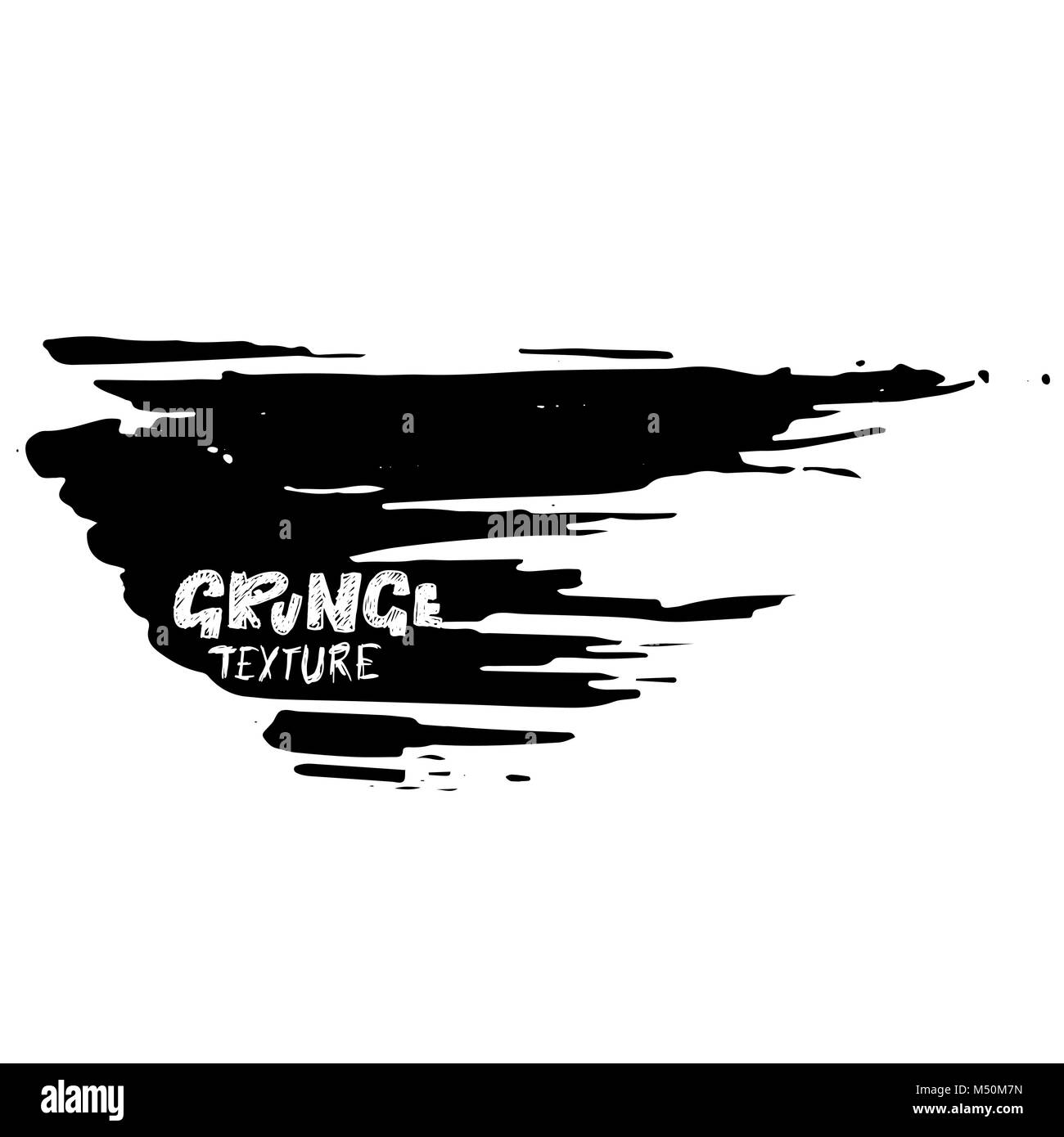 Ink vector dry brush stroke. Vector illustration. Grunge hand drawn ...