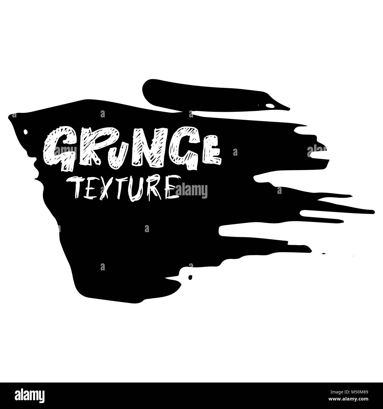 Ink vector dry brush stroke. Vector illustration. Grunge hand drawn ...