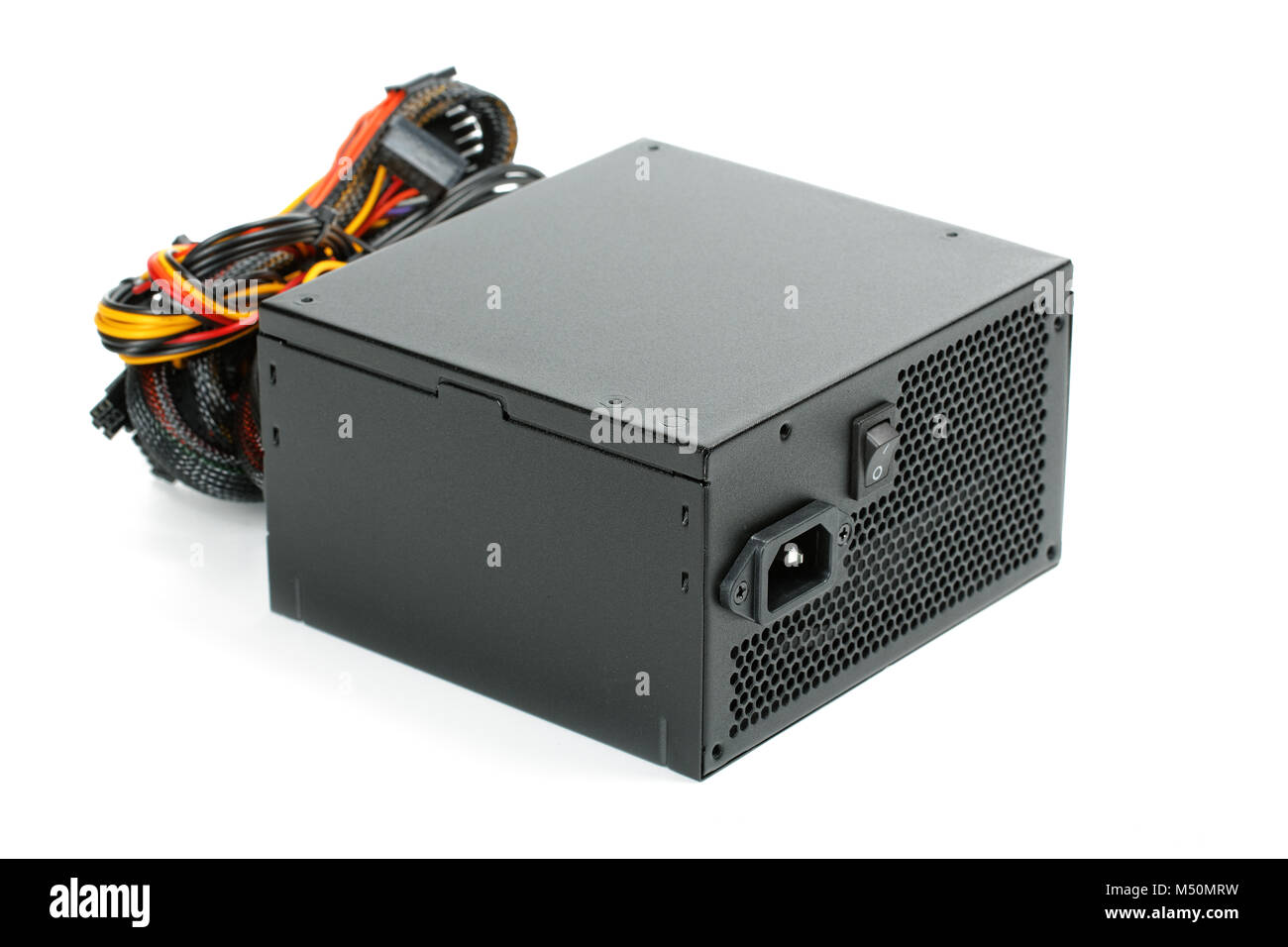 the power supply for the computer isolated on white background Stock ...