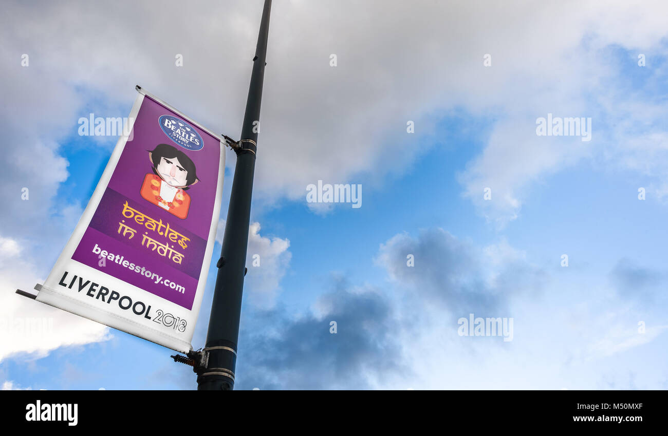 Beatles In INdia sign hanging from street post depicting George ...