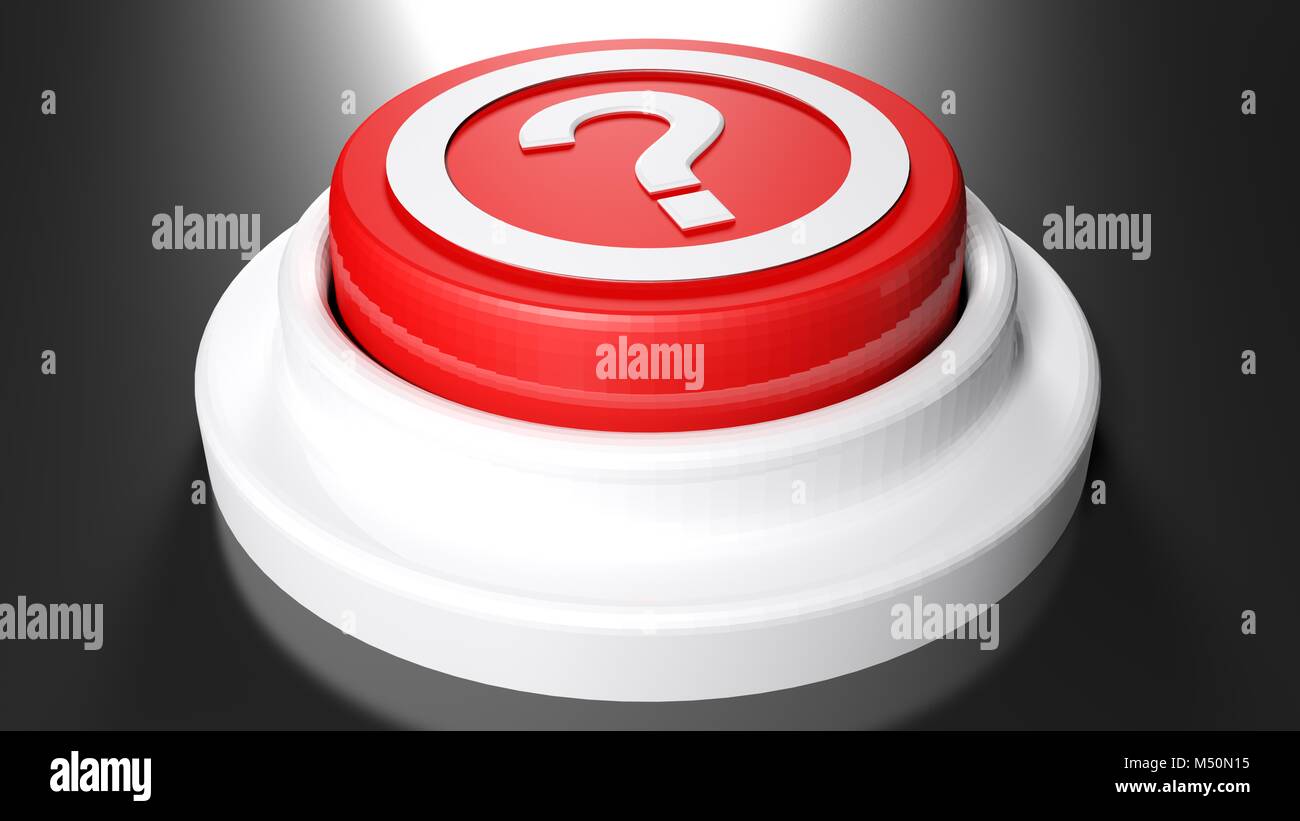 Question mark red pushbutton - 3D rendering Stock Photo - Alamy