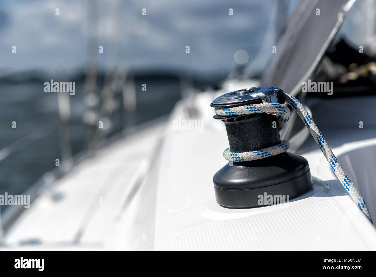winch on a sailing yacht Stock Photo - Alamy