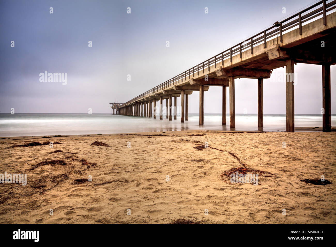 Overcast cloudy day over Scripps pier Beach in La Jolla Stock Photo - Alamy