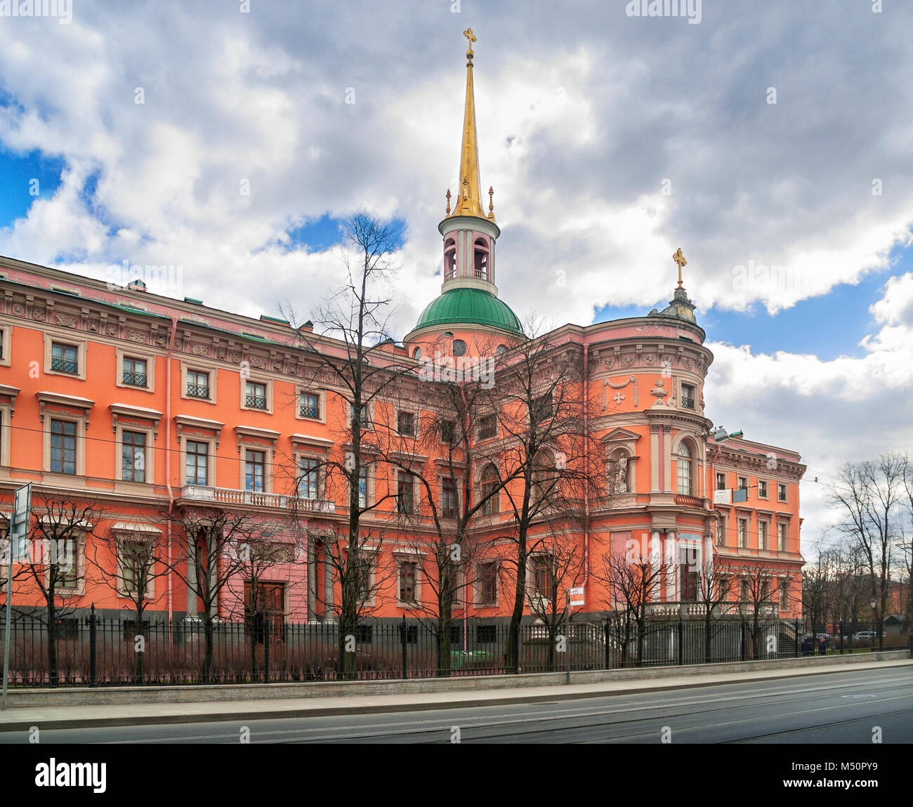 Mikhailovsky Castle from the side of Sadovaya Street in front of the ...