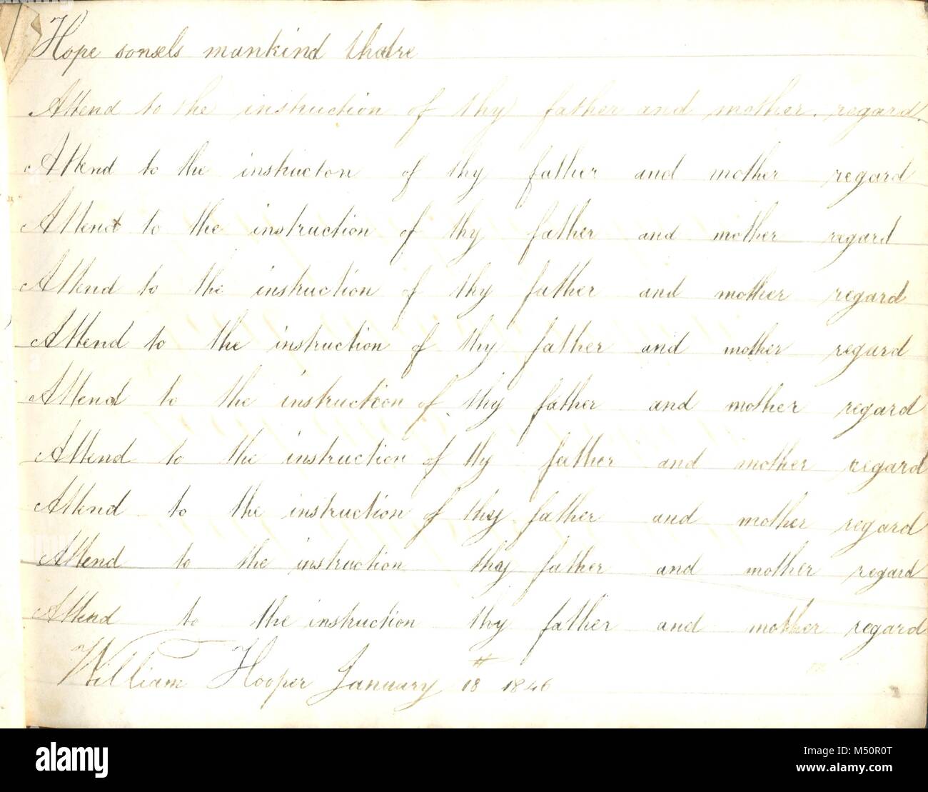 Page from Victorian boy's copy book 1846 Stock Photo - Alamy