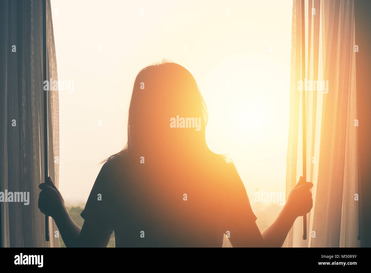 Open curtain hi-res stock photography and images - Alamy