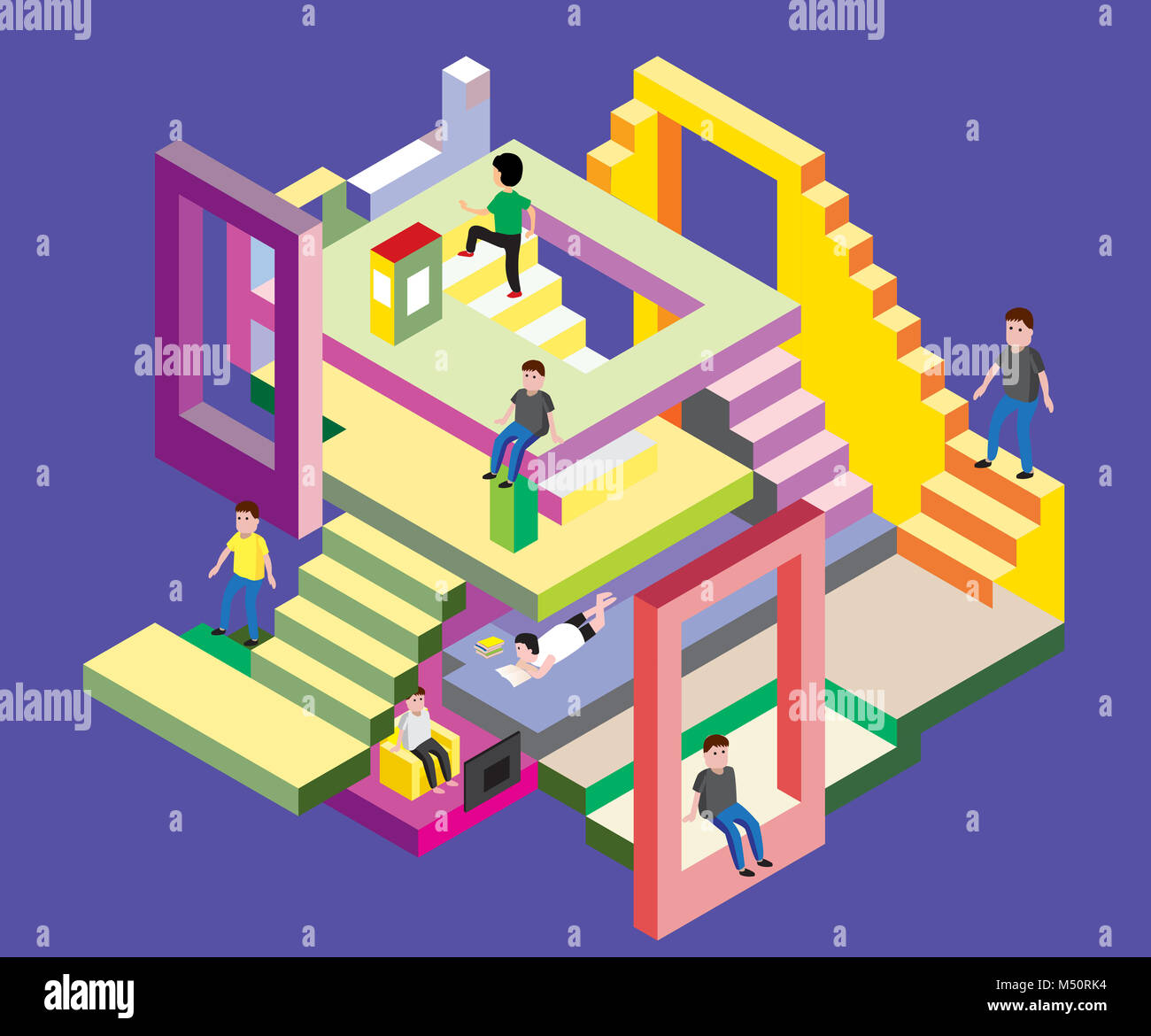 Isometric man in levels, Vector Illustration Stock Photo - Alamy