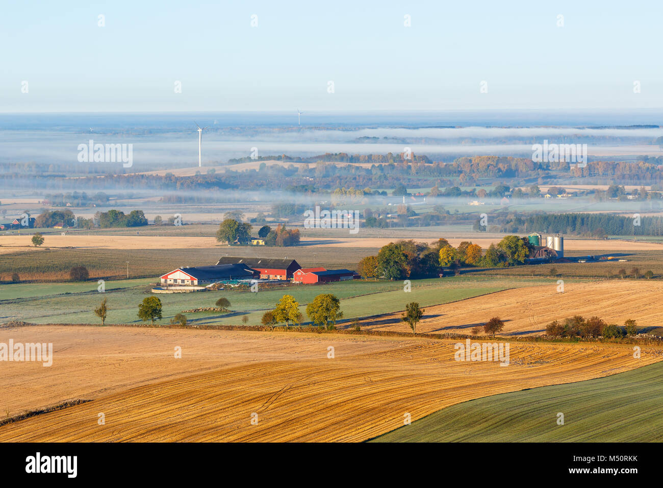 Aerial view misty countryside in hi-res stock photography and images ...