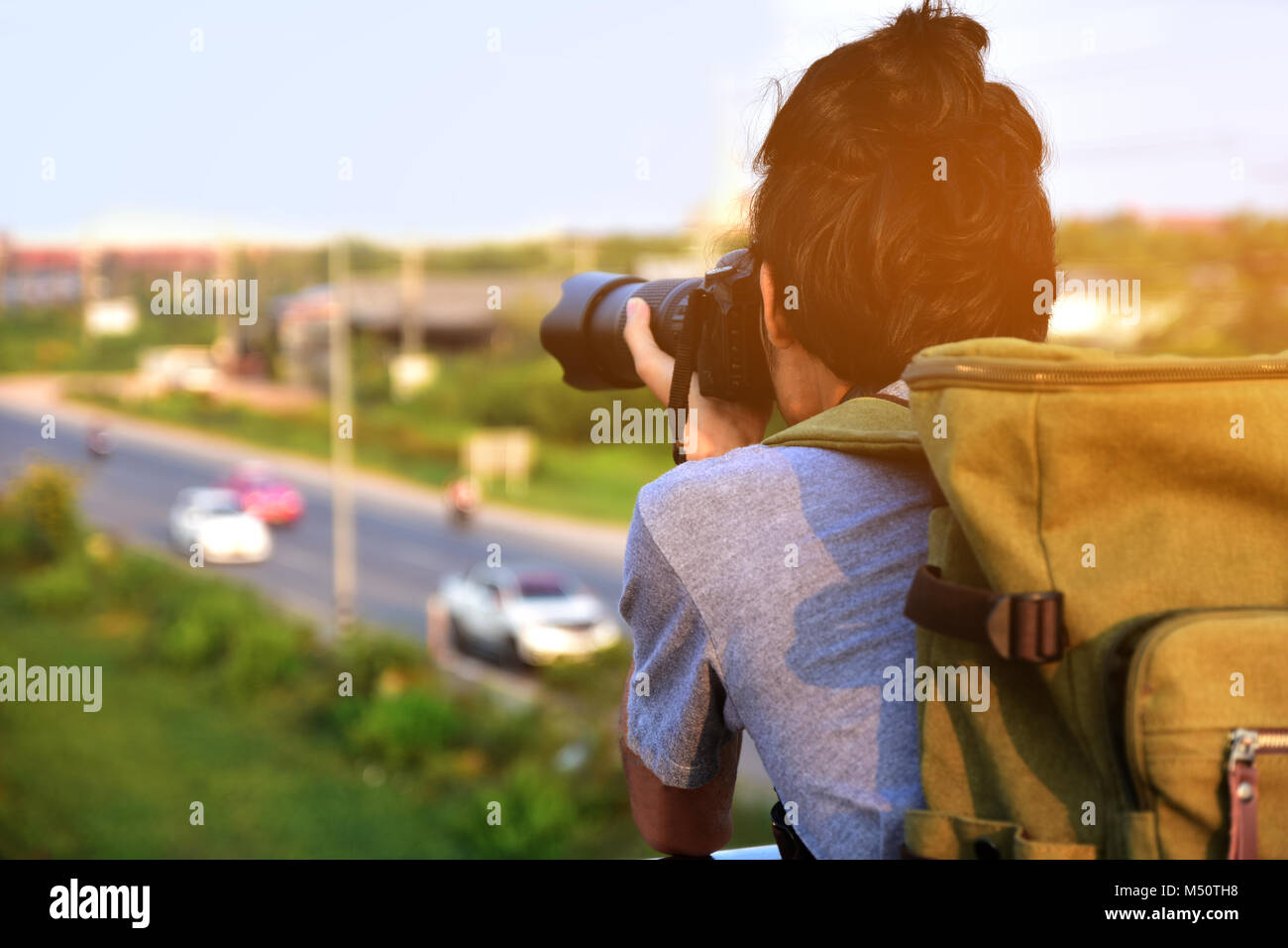 silhouette man and Back Light Techniques for photography,Man holding ...