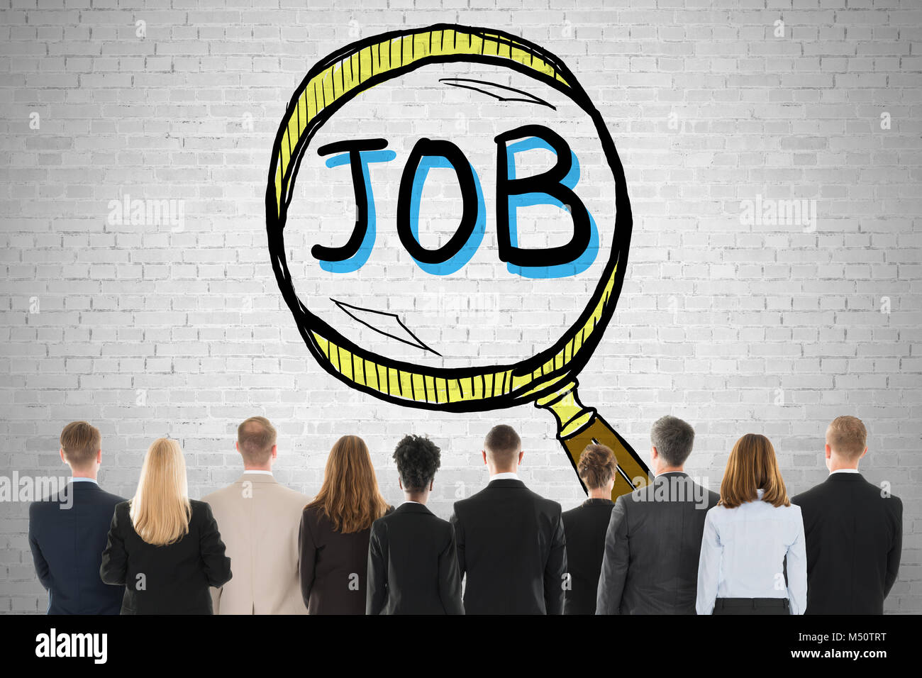 People Looking At Job Search And Hiring Concept On Wall Stock Photo - Alamy