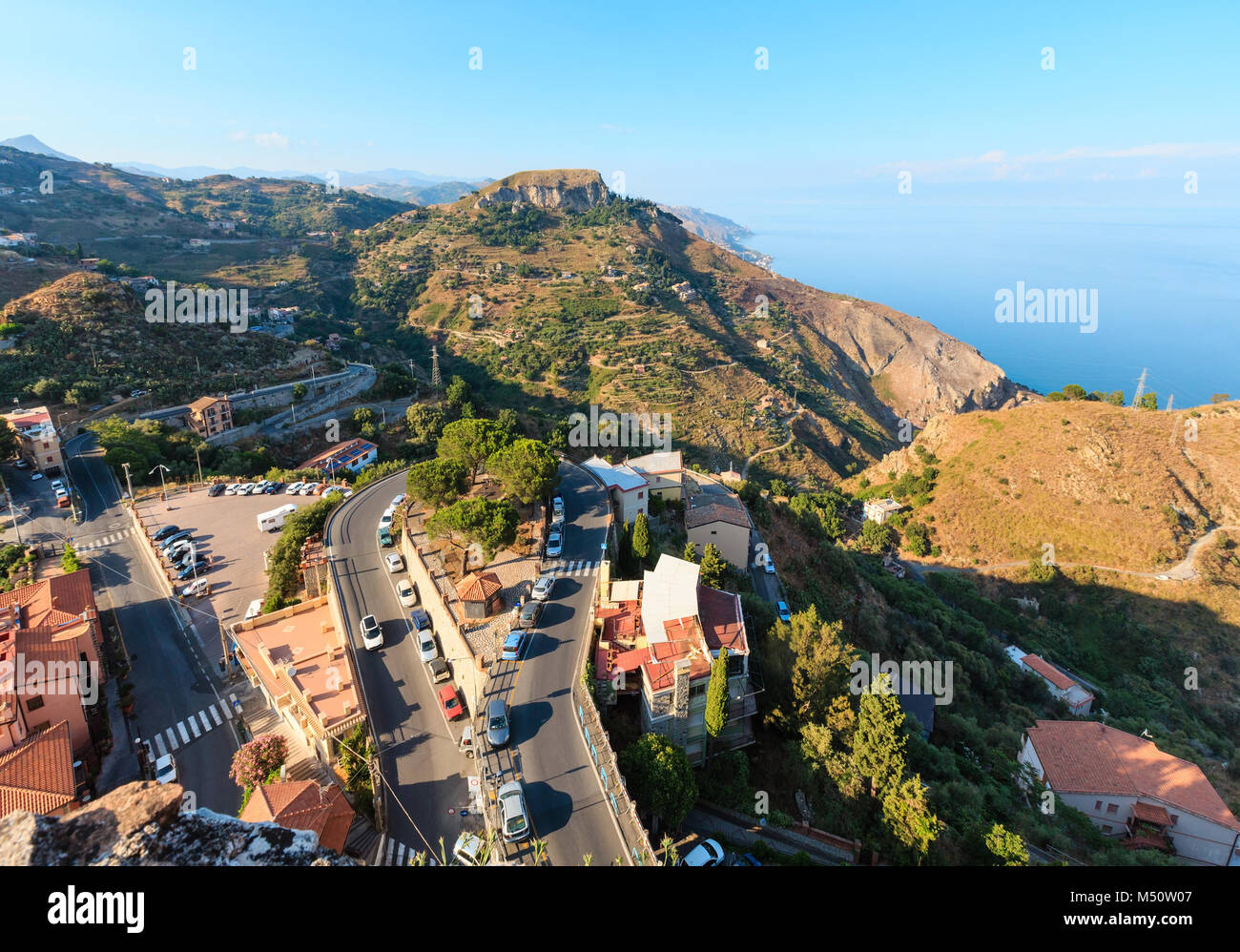 Taormina view from Castelmola, Sicily Stock Photo - Alamy