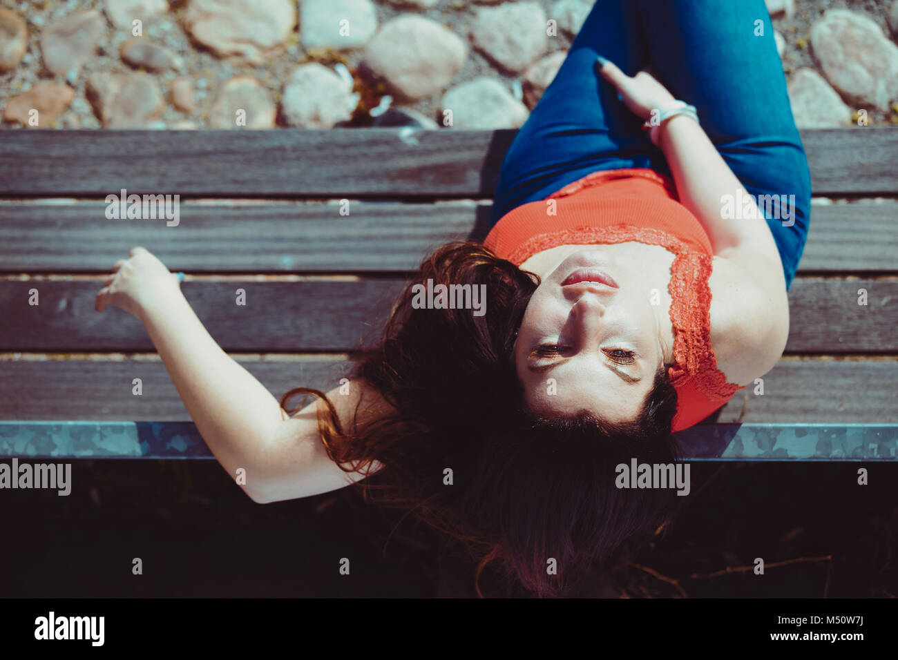 Female portrait from above Stock Photo - Alamy