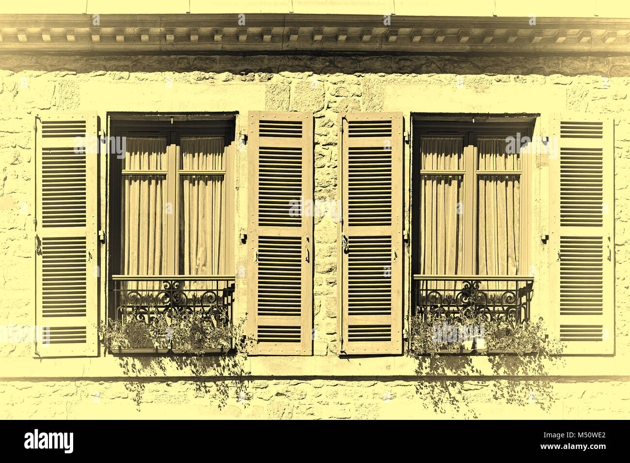 Windows with Open Shutter Stock Photo - Alamy
