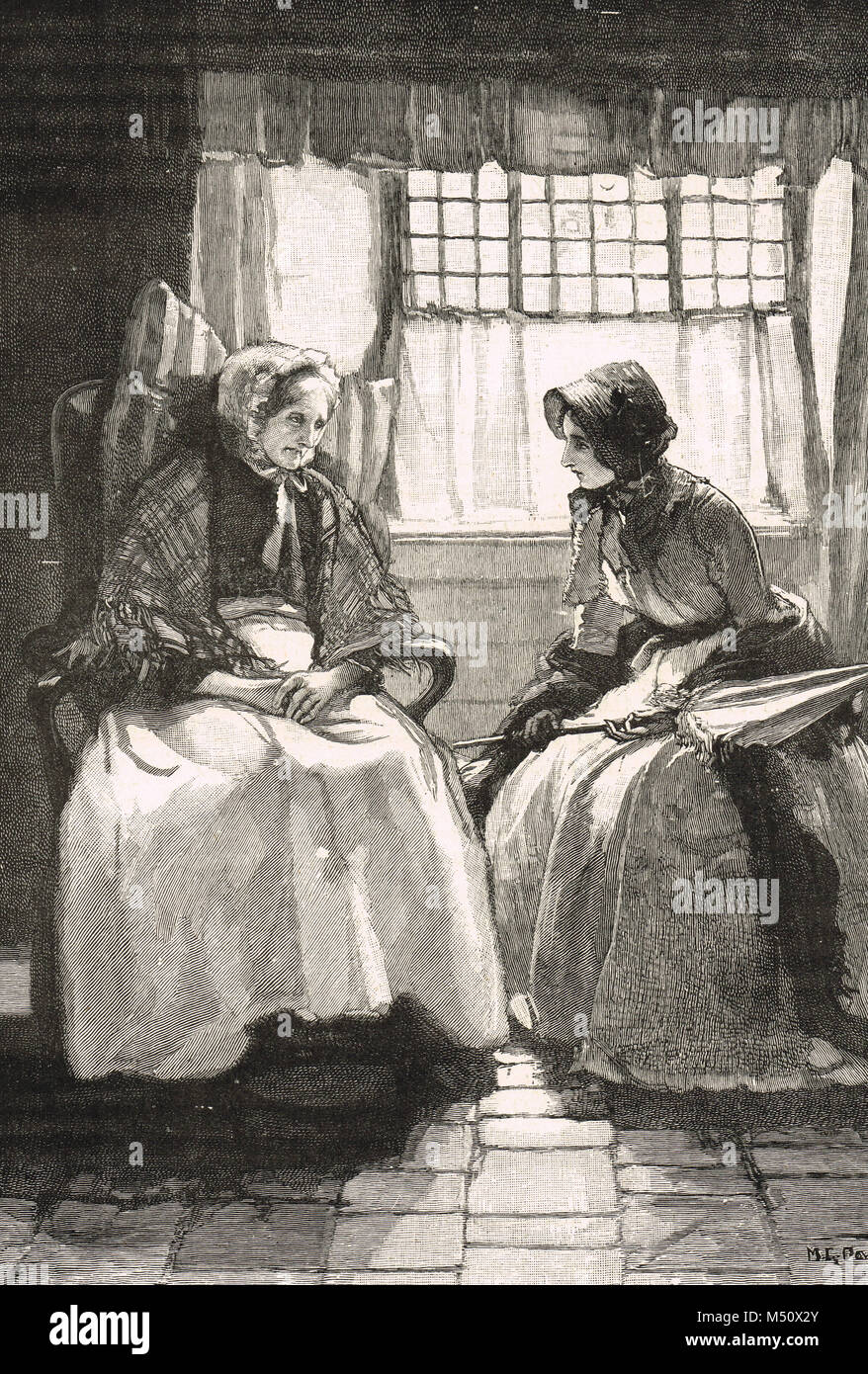 Queen Victoria visiting an old woman in her cottage, Balmoral estate ...
