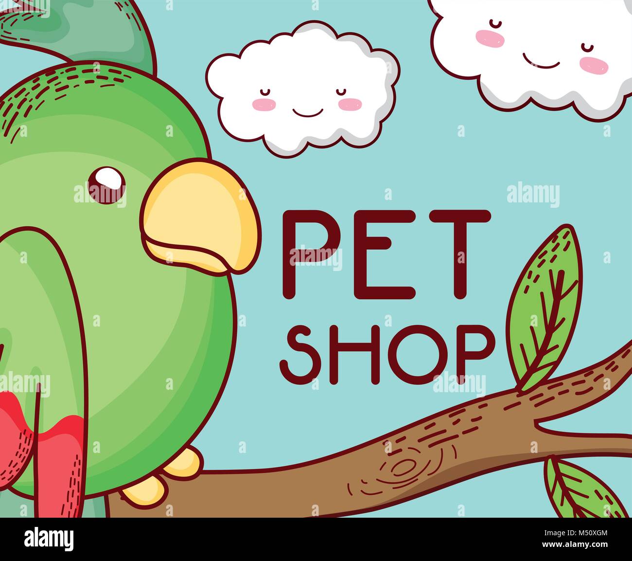 Parrot on tree branch pet shop Stock Vector Image & Art - Alamy