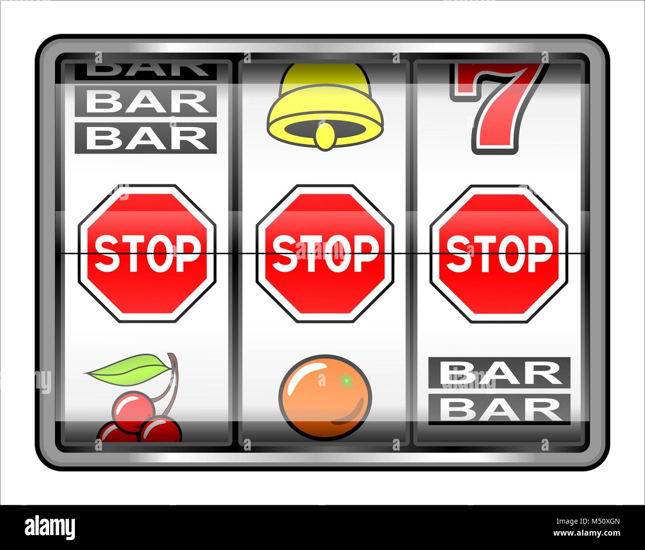 Gambling addiction illustration. 3 warning stops, addiction concept ...