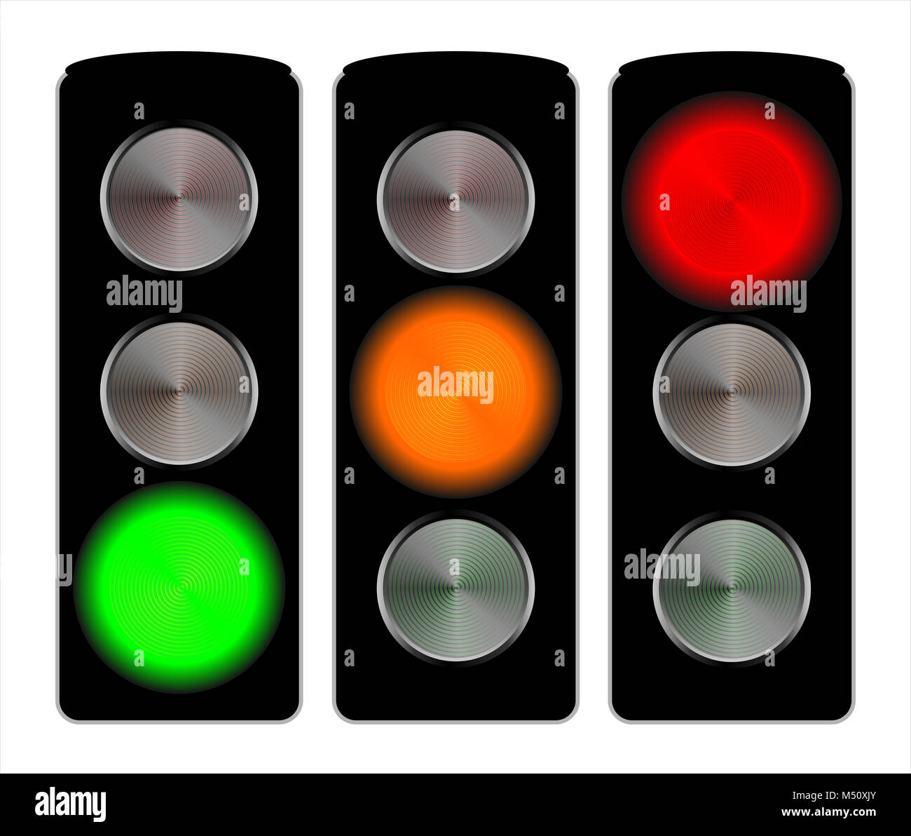 Traffic lights signals set isolated on white Stock Photo - Alamy