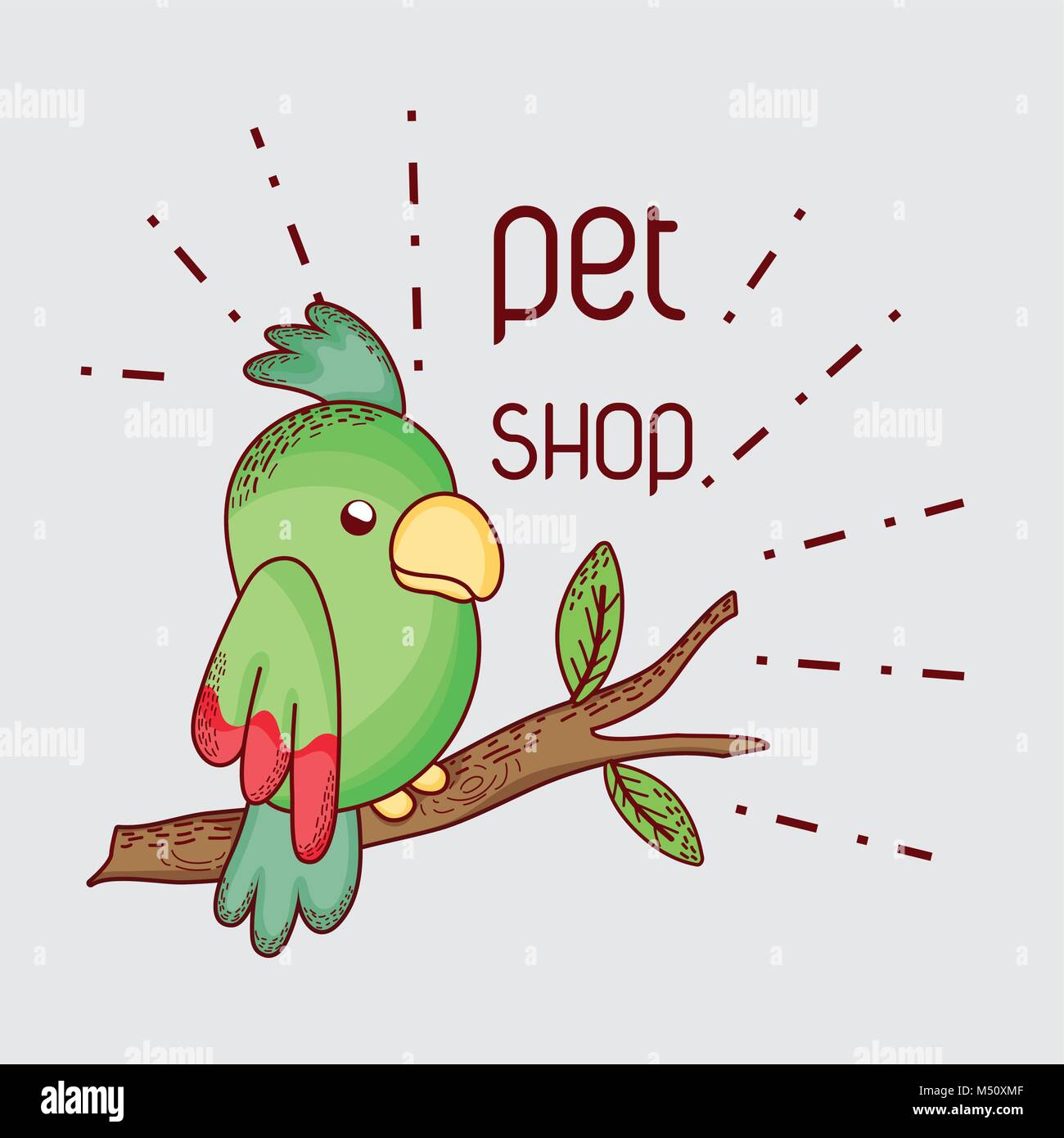 Parrot on tree branch pet shop Stock Vector Image & Art - Alamy