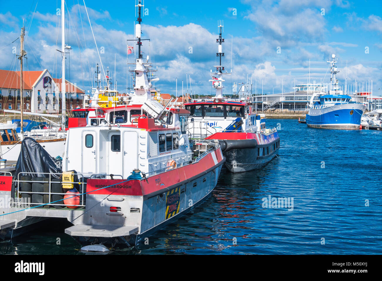 Working boats in Hartlepool harbour Stock Photo - Alamy