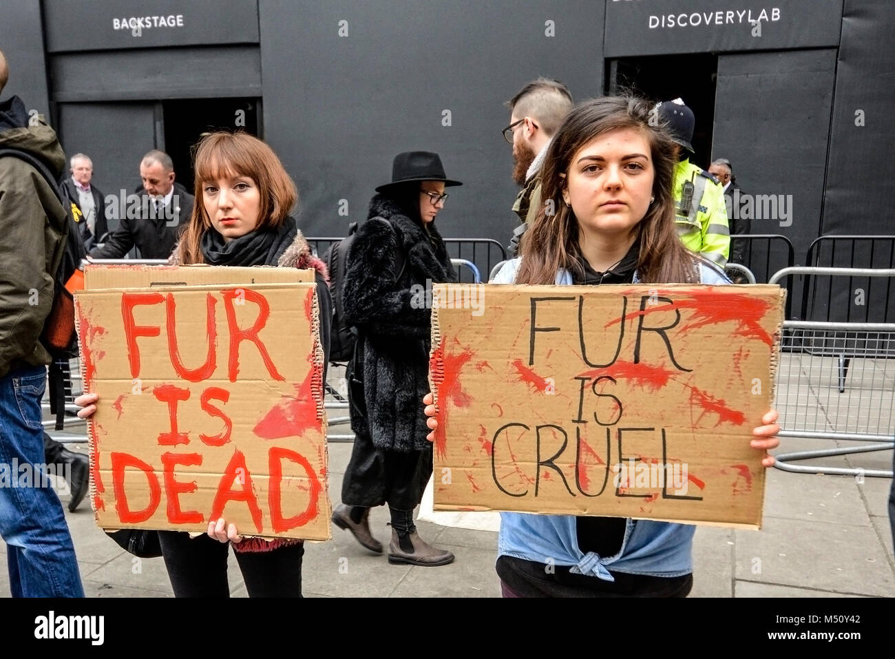 London Fashion Week animal rights protesters. The Store in The Strand ...