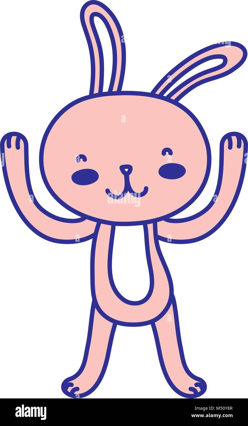full color cartoon rabbit animal with hands up Stock Vector Image & Art ...