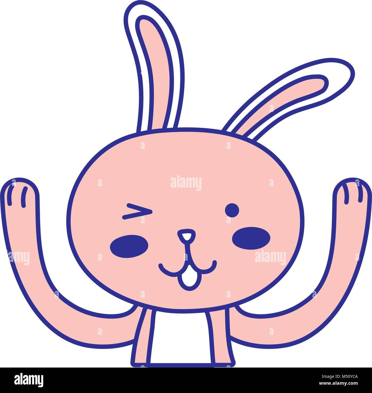 full color funny rabbit animal cartoon with hands up Stock Vector Image ...